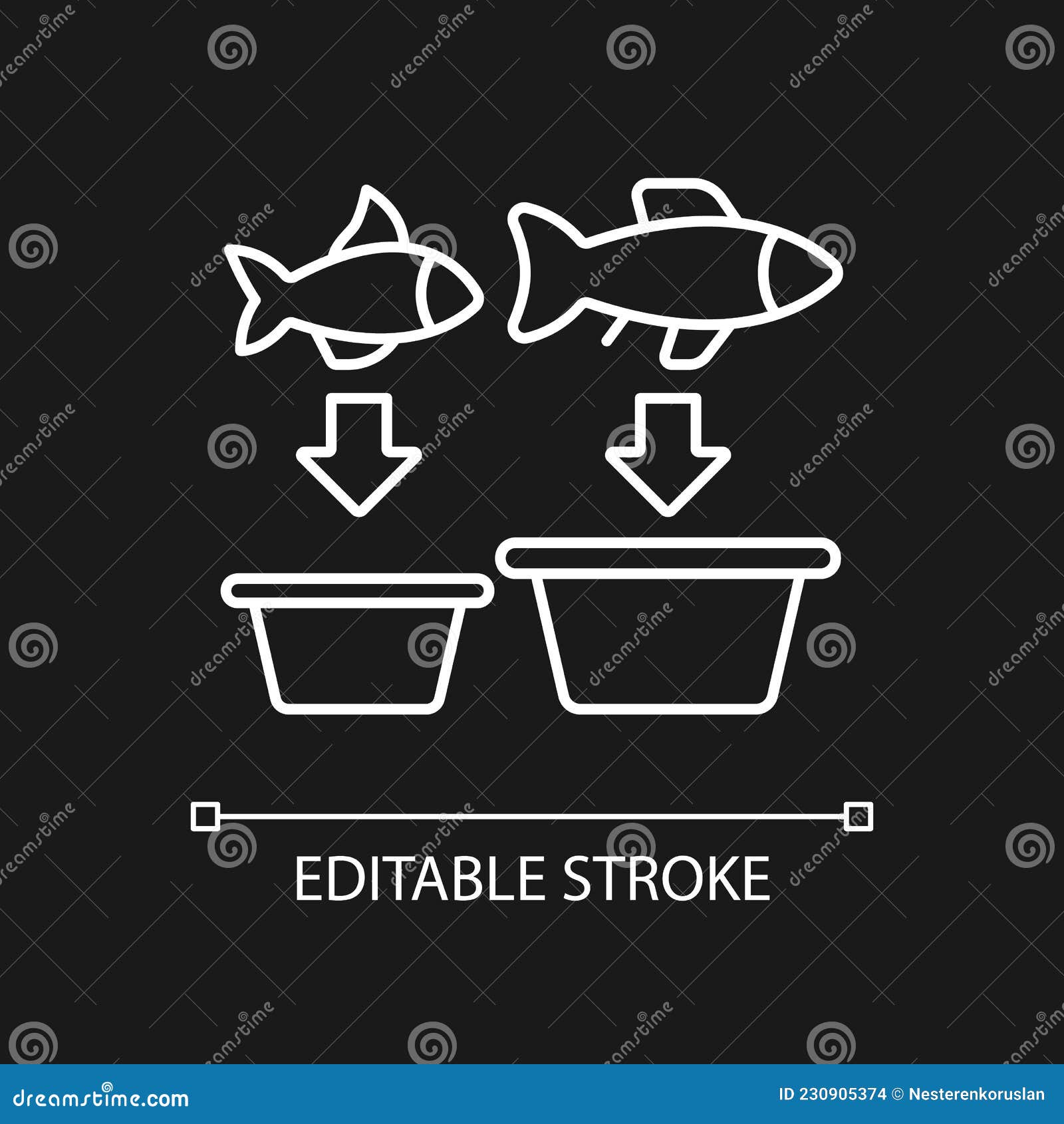 Fish Sorting Linear Icon Cartoon Vector | CartoonDealer.com #230822009