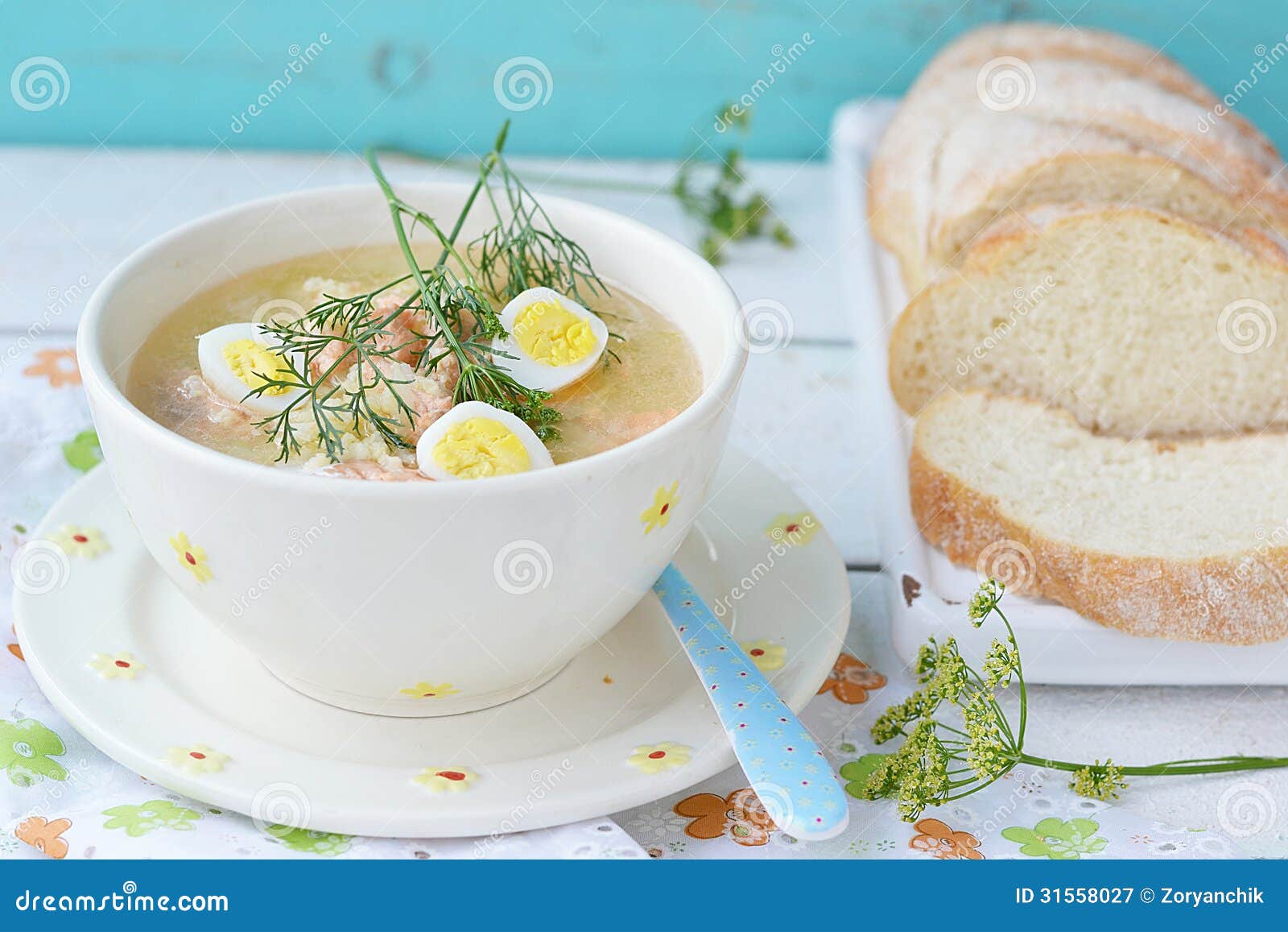 Fish soup with eggs stock image. Image of eating, appetizer - 31558027