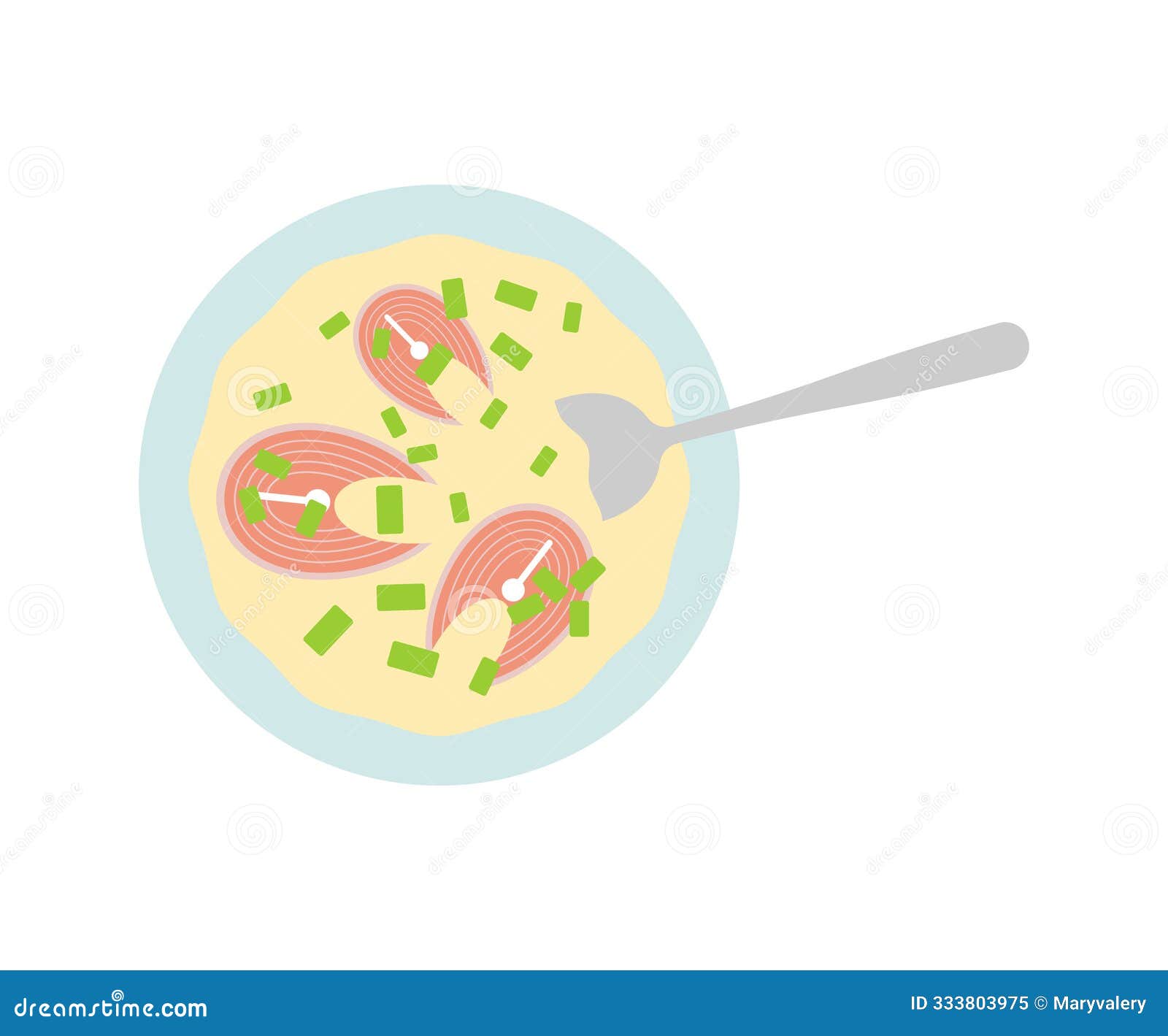 Fish Soup Top View Isolated. Fish Soup in Plate Stock Illustration ...