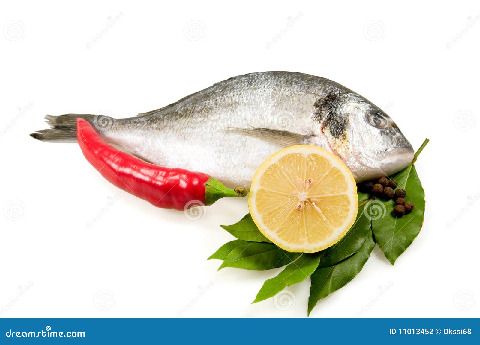 Fish and spices. stock photo. Image of gourmet, front - 11013452