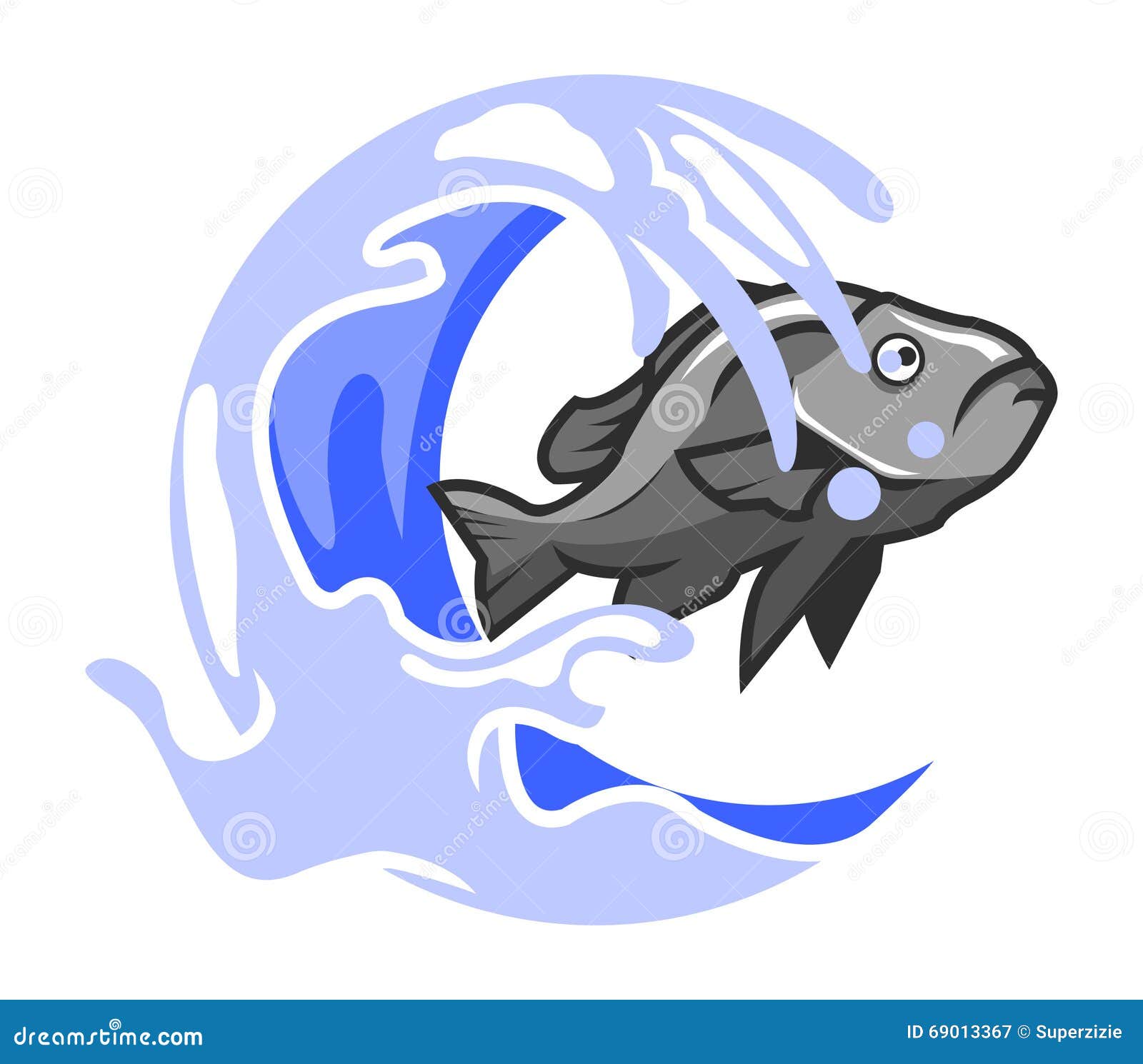 Fish and Splash Water stock vector. Illustration of fish - 69013367