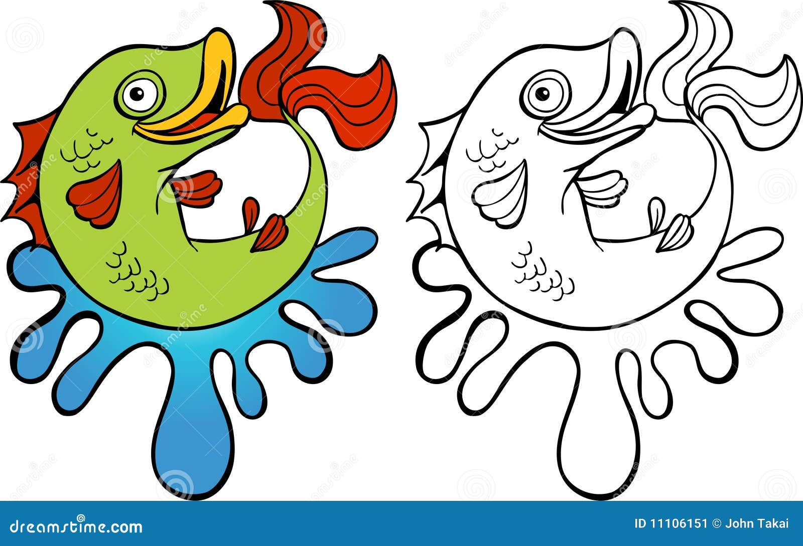 Fish Splashing stock vector. Illustration of lake, catching - 11106151