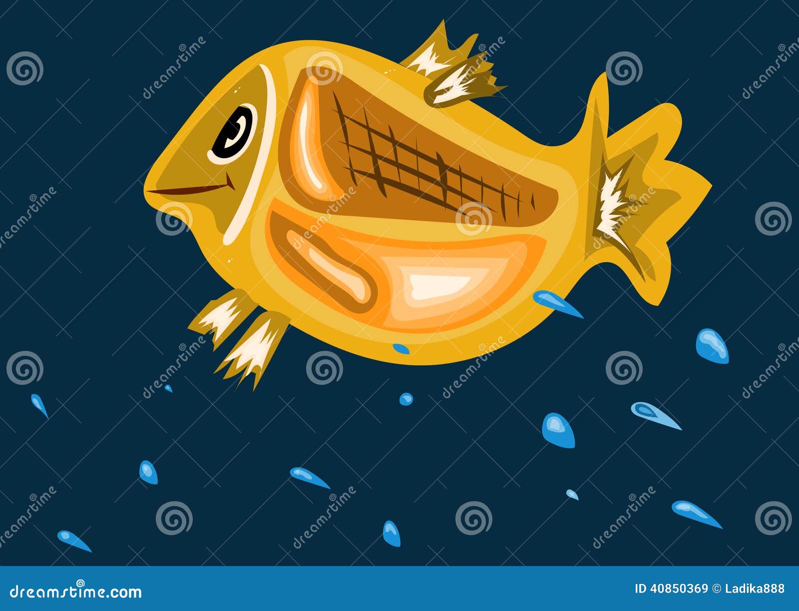 Fish splashing in the sea stock vector. Illustration of yellow - 40850369