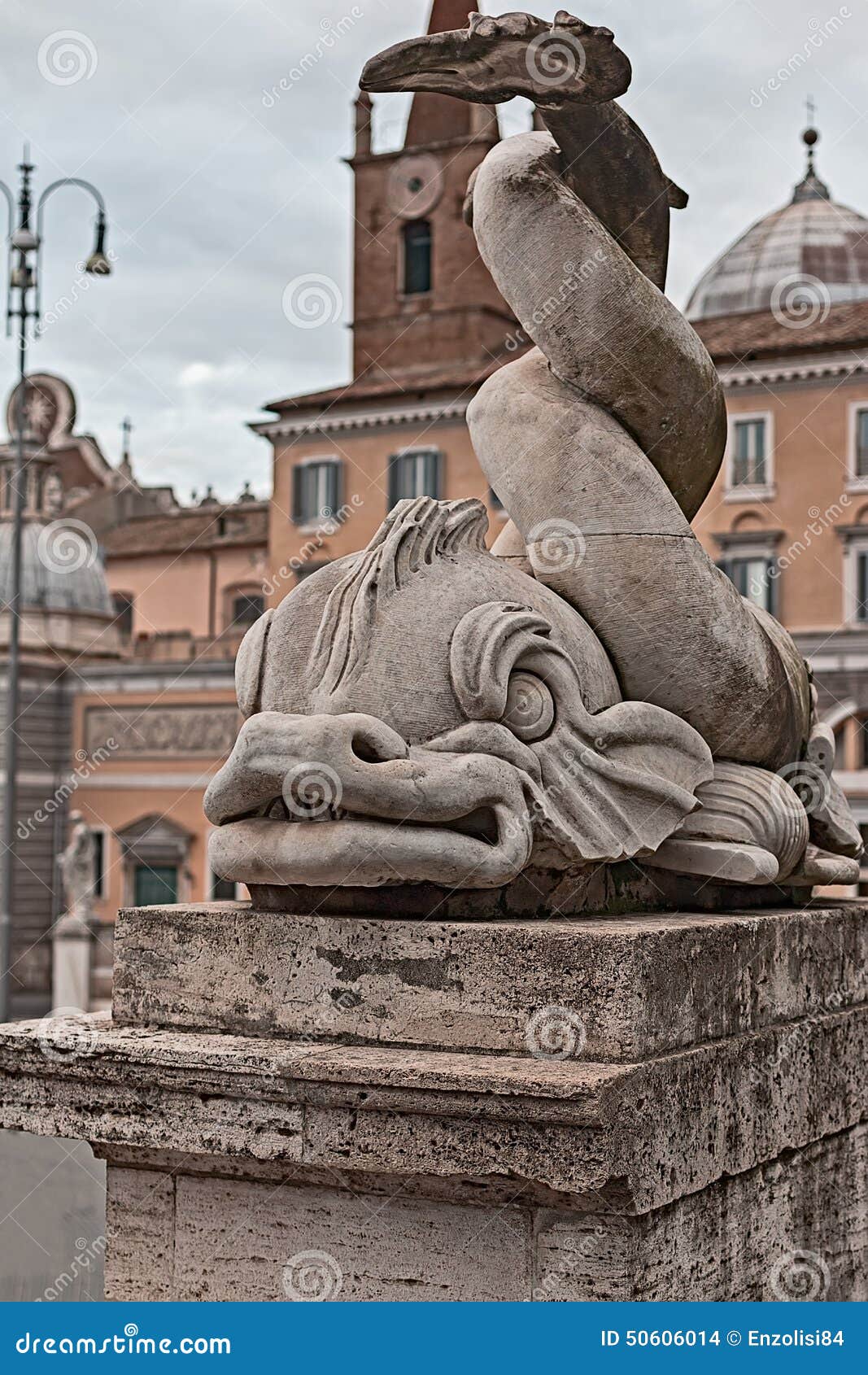 Fish Statue in Rome Piazza Del Popolo Stock Photo - Image of square ...