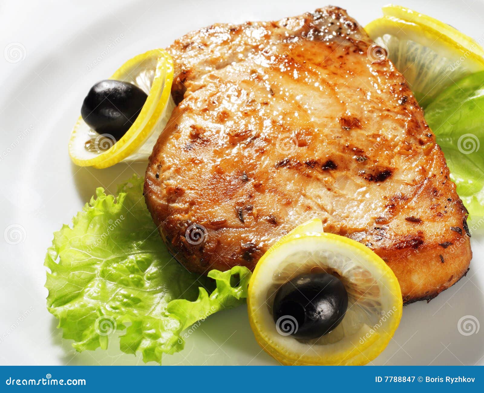 Fish Steak stock image. Image of bass, healthy, leaf, culinary - 7788847