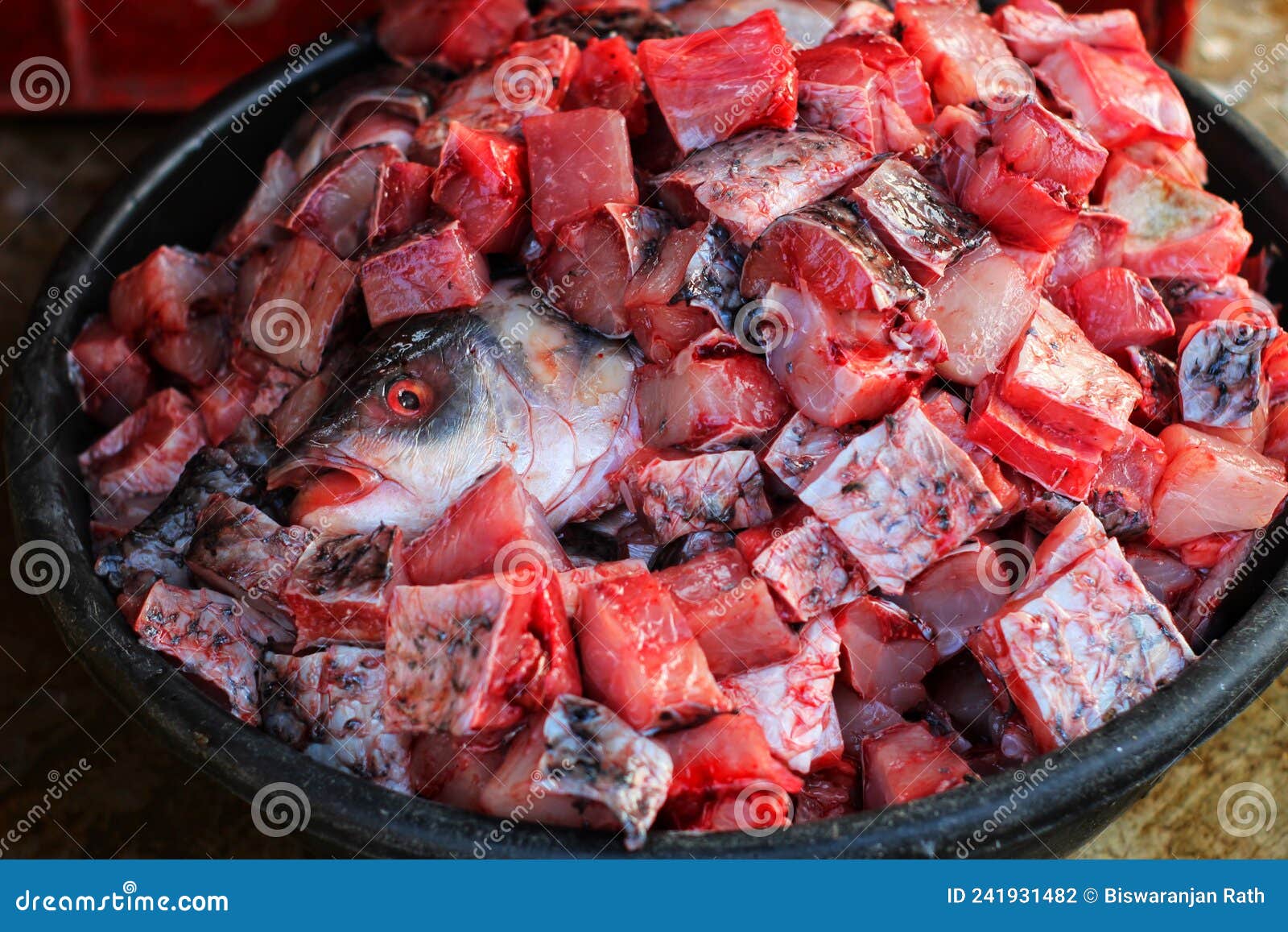 Fish Steak Cut Pieces in a Container Ready for Cooking Stock Photo ...