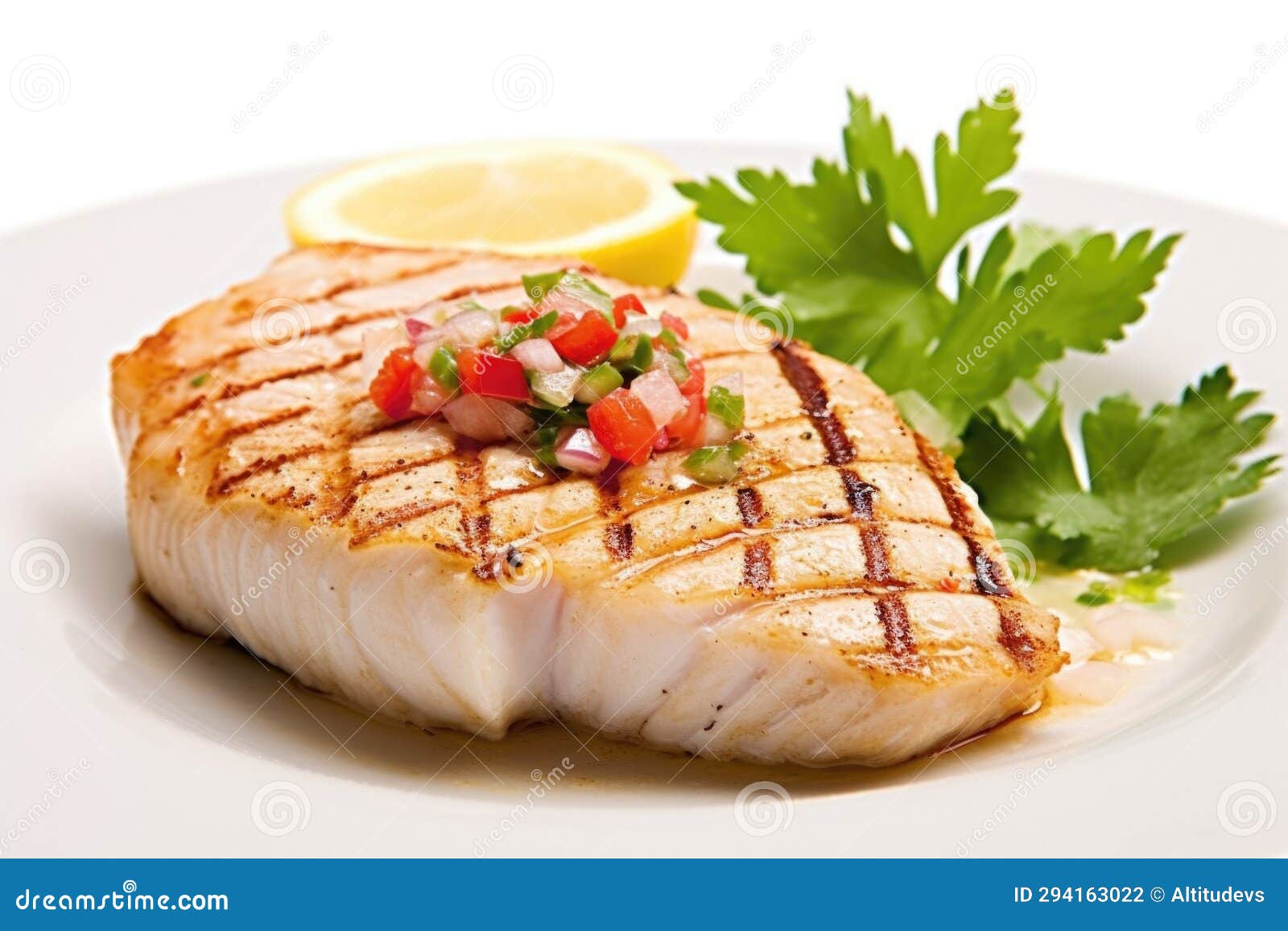 Fish Steak with Flaky Peek Via Minor Cut Stock Illustration ...