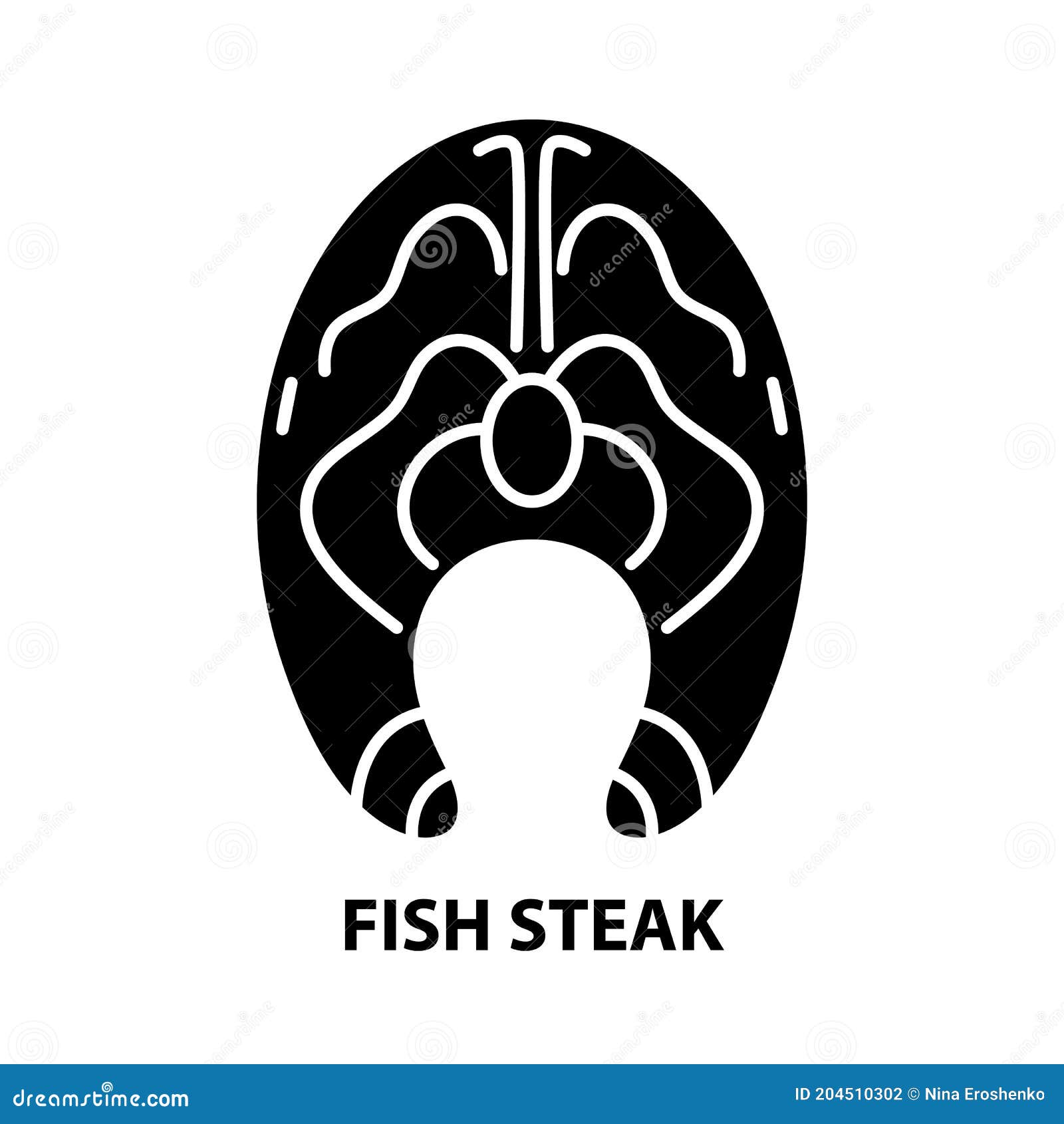 Fish Steak Icon, Black Vector Sign with Editable Strokes, Concept ...