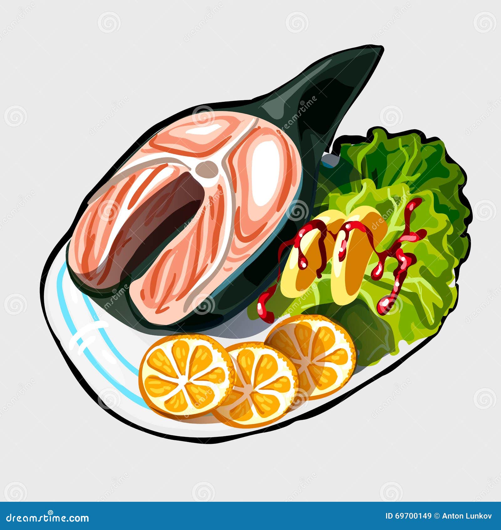 Fish Steak Line Icon. Salmon, Tuna, Pangasius Steak, Piece Of Fish ...