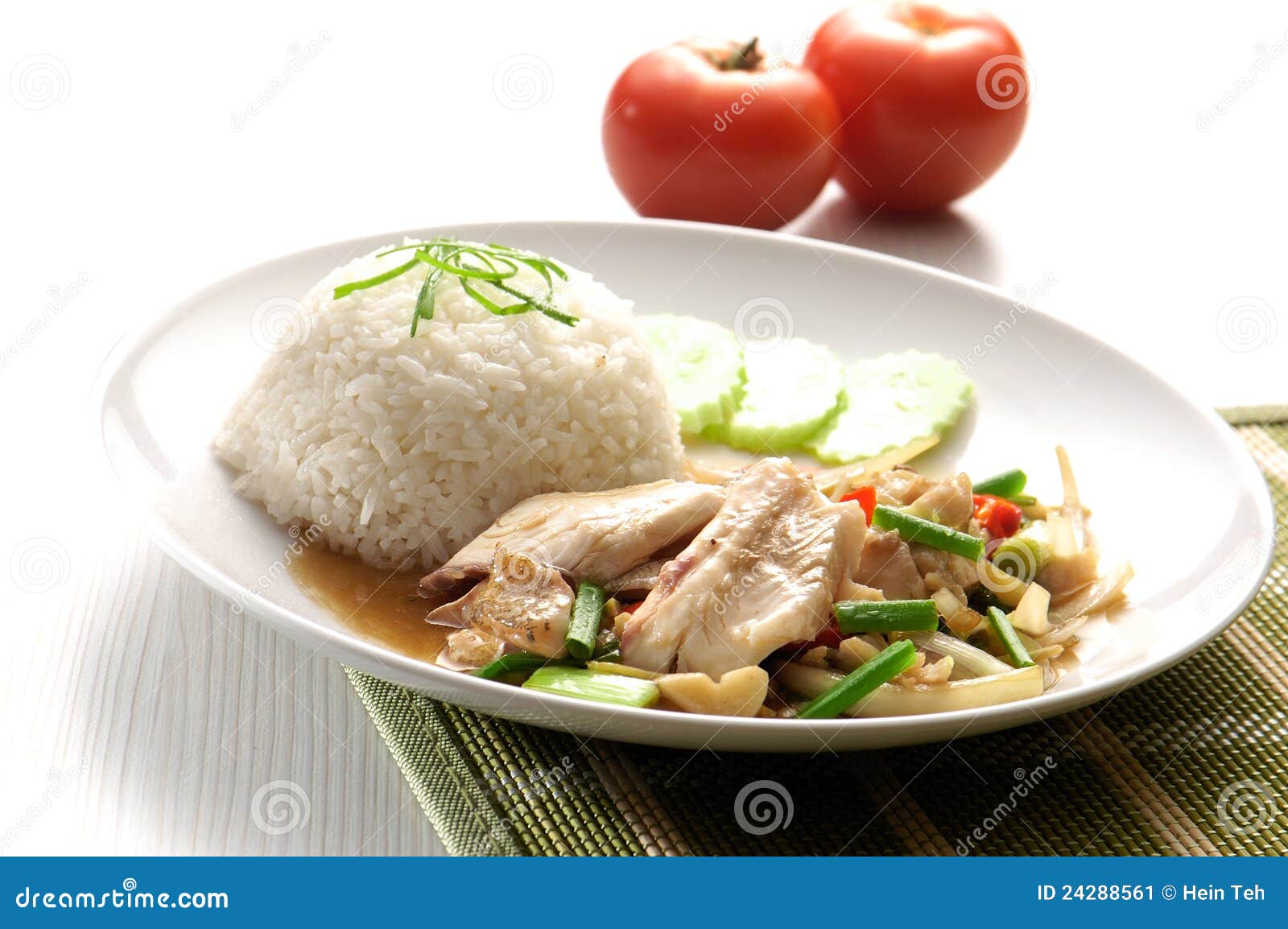 Fish and Steamed Rice. stock image. Image of batter, fatty - 24288561