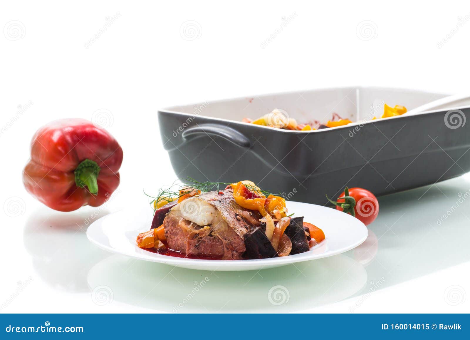 Fish Stew with Beets and Other Vegetables in a Plate Stock Image ...
