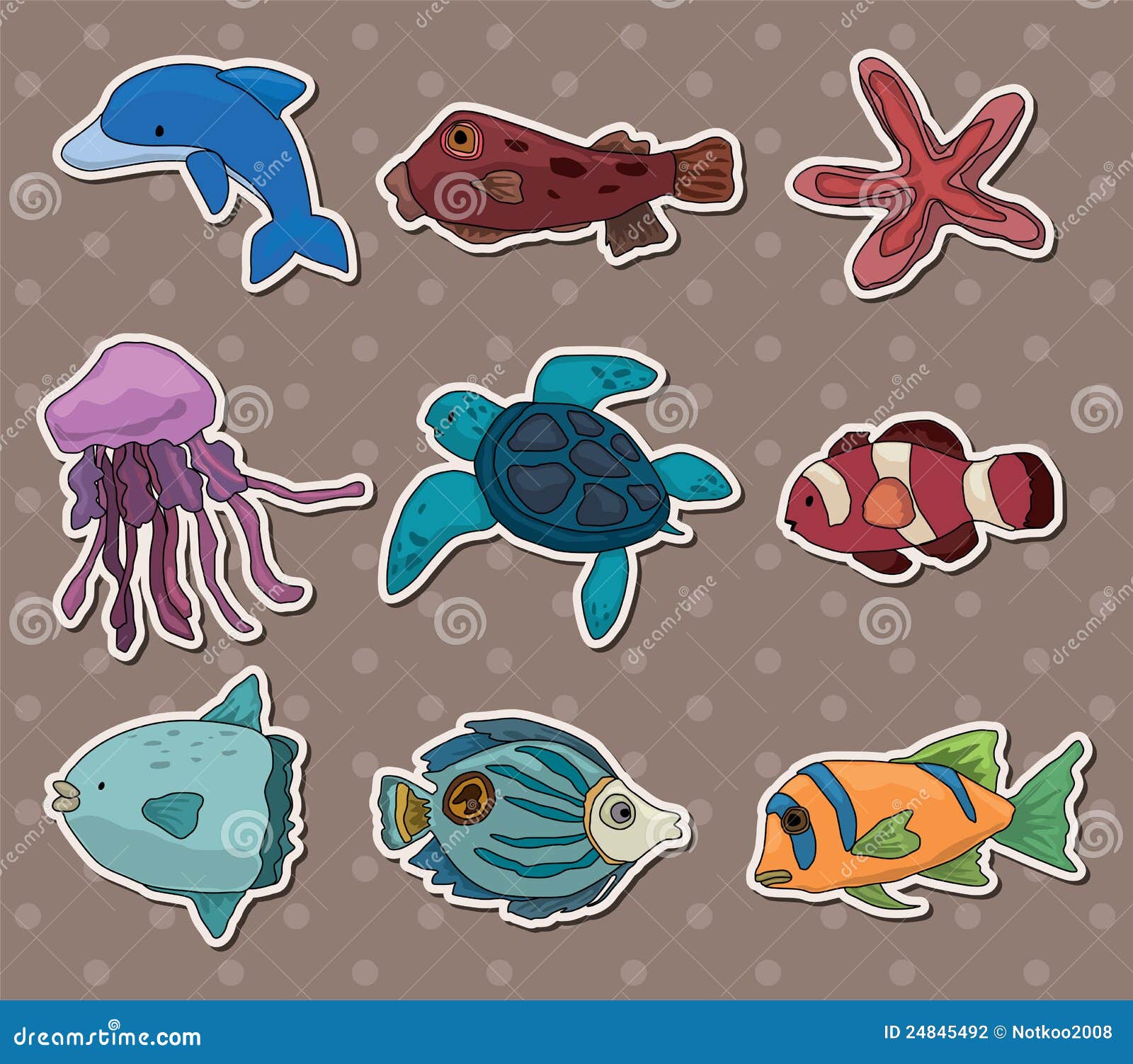 Fish stickers stock vector. Illustration of aquatic, collection - 24845492