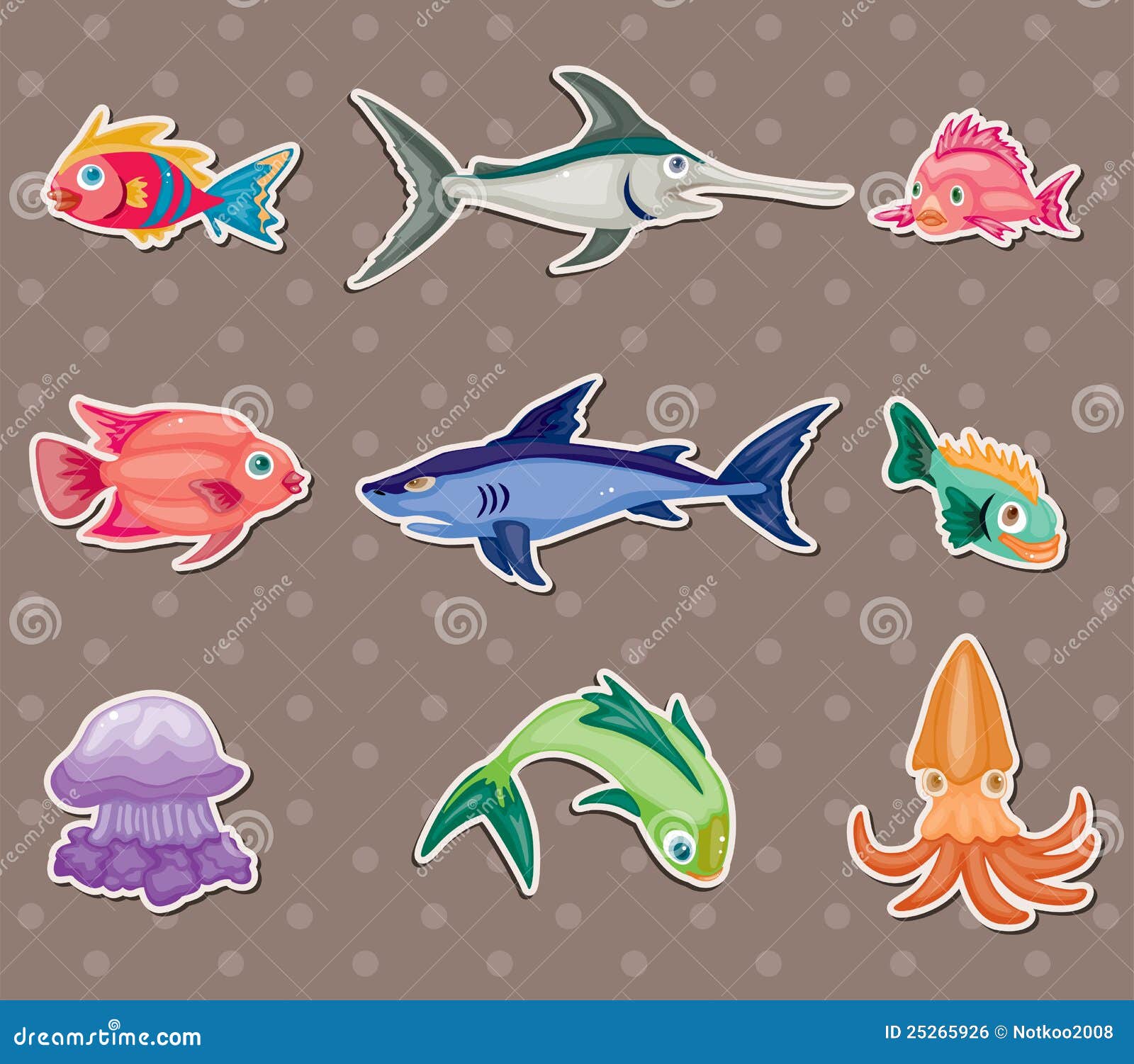 Fish stickers stock vector. Illustration of aquatic, character - 25265926