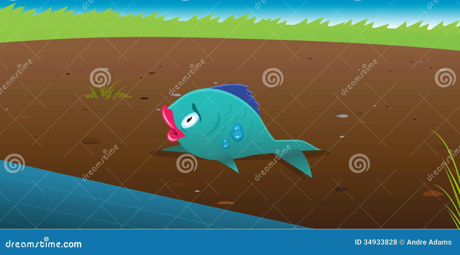 Fish stranded on land stock vector. Illustration of outdoors - 34933828