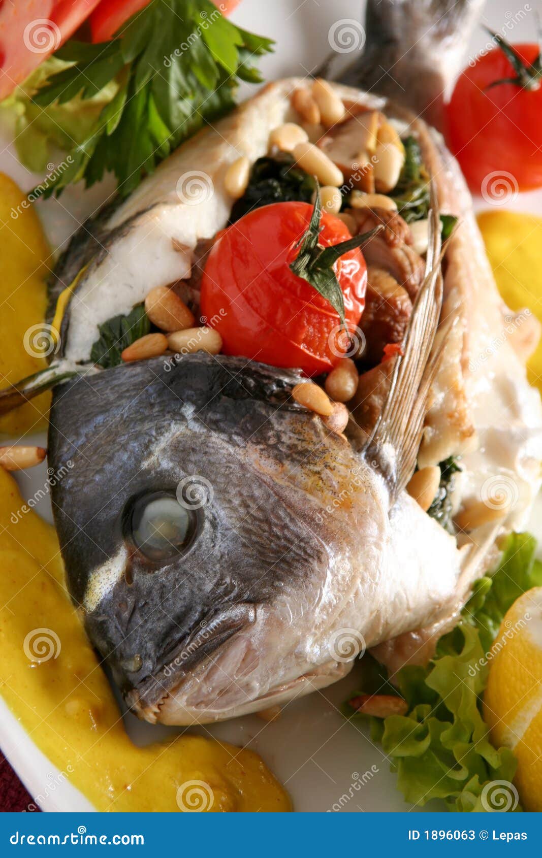 Fish stuffed mushroom stock image. Image of dish, plate - 1896063