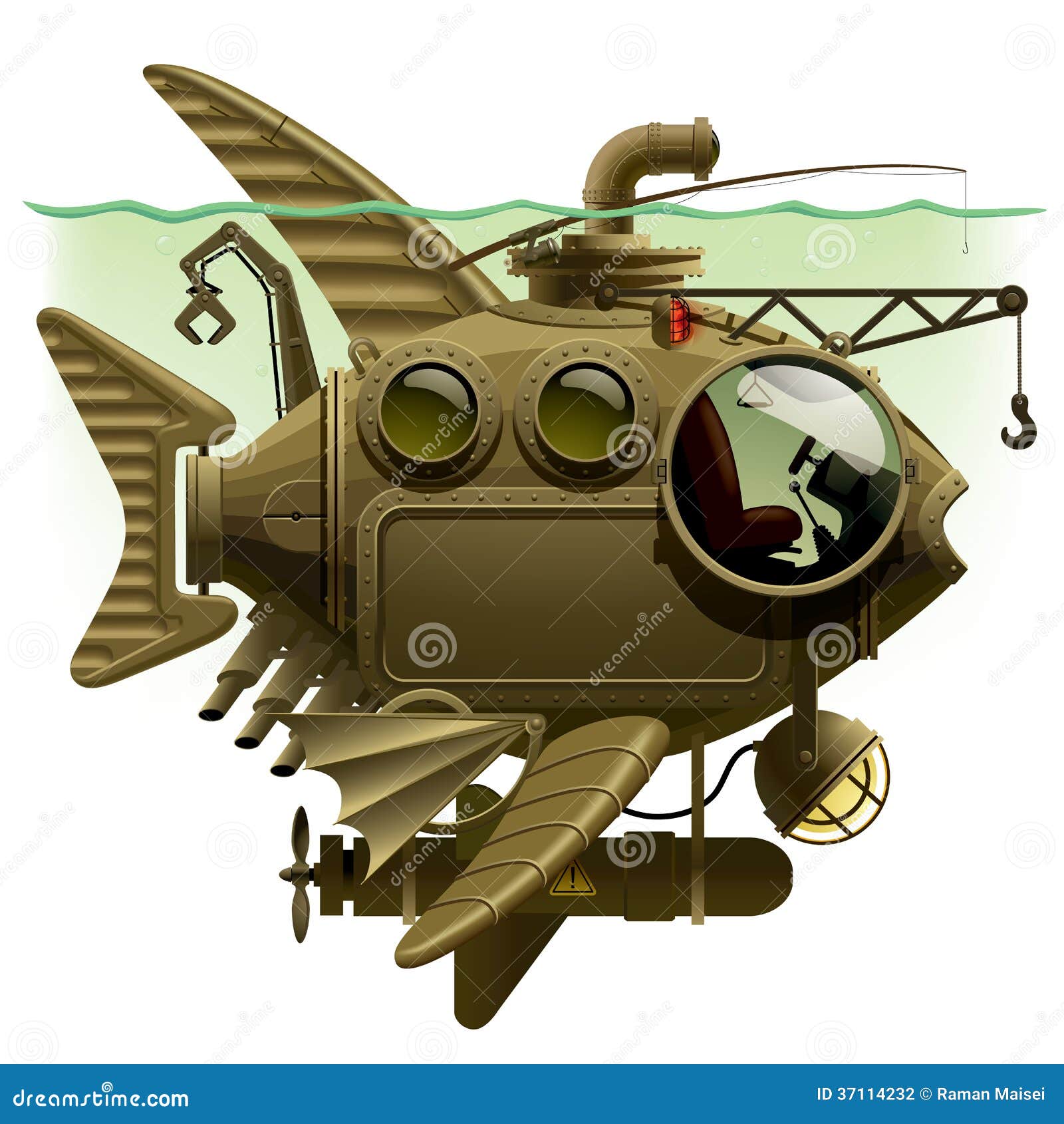 Metallic Submarine. Set Of Windows, Portholes, Doors On Submarine, Ship ...