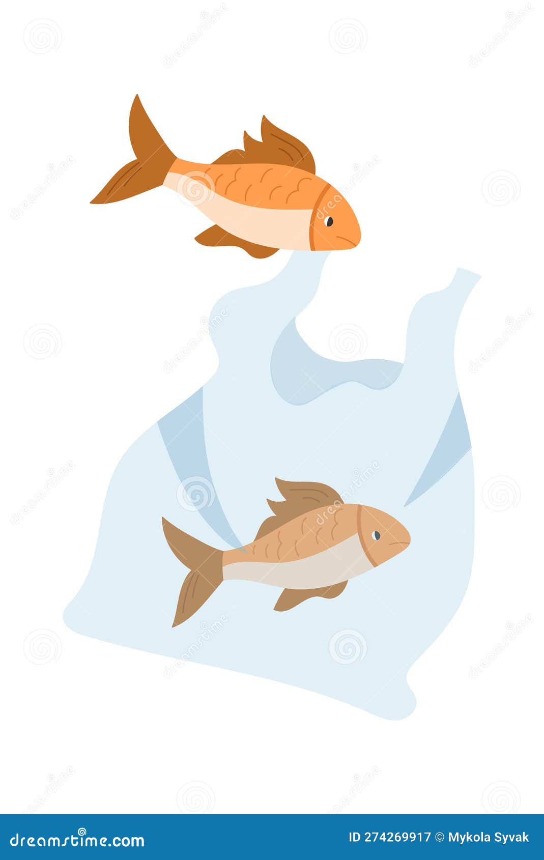 Fish Suffer from Waste stock vector. Illustration of plastic - 274269917