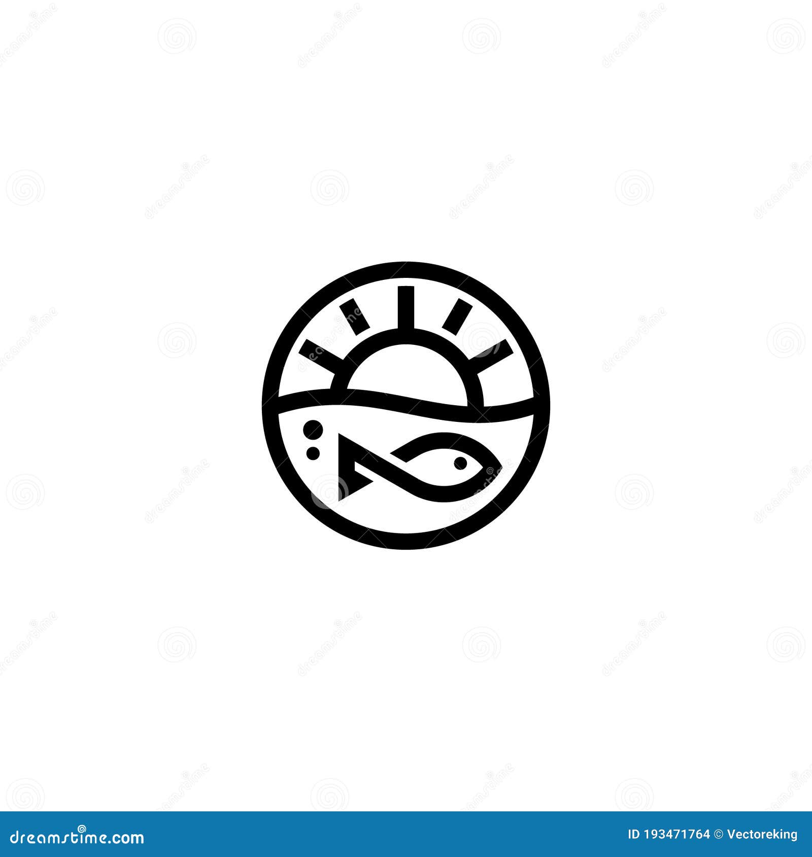 Fish and Sun stock vector. Illustration of design, fish - 193471764