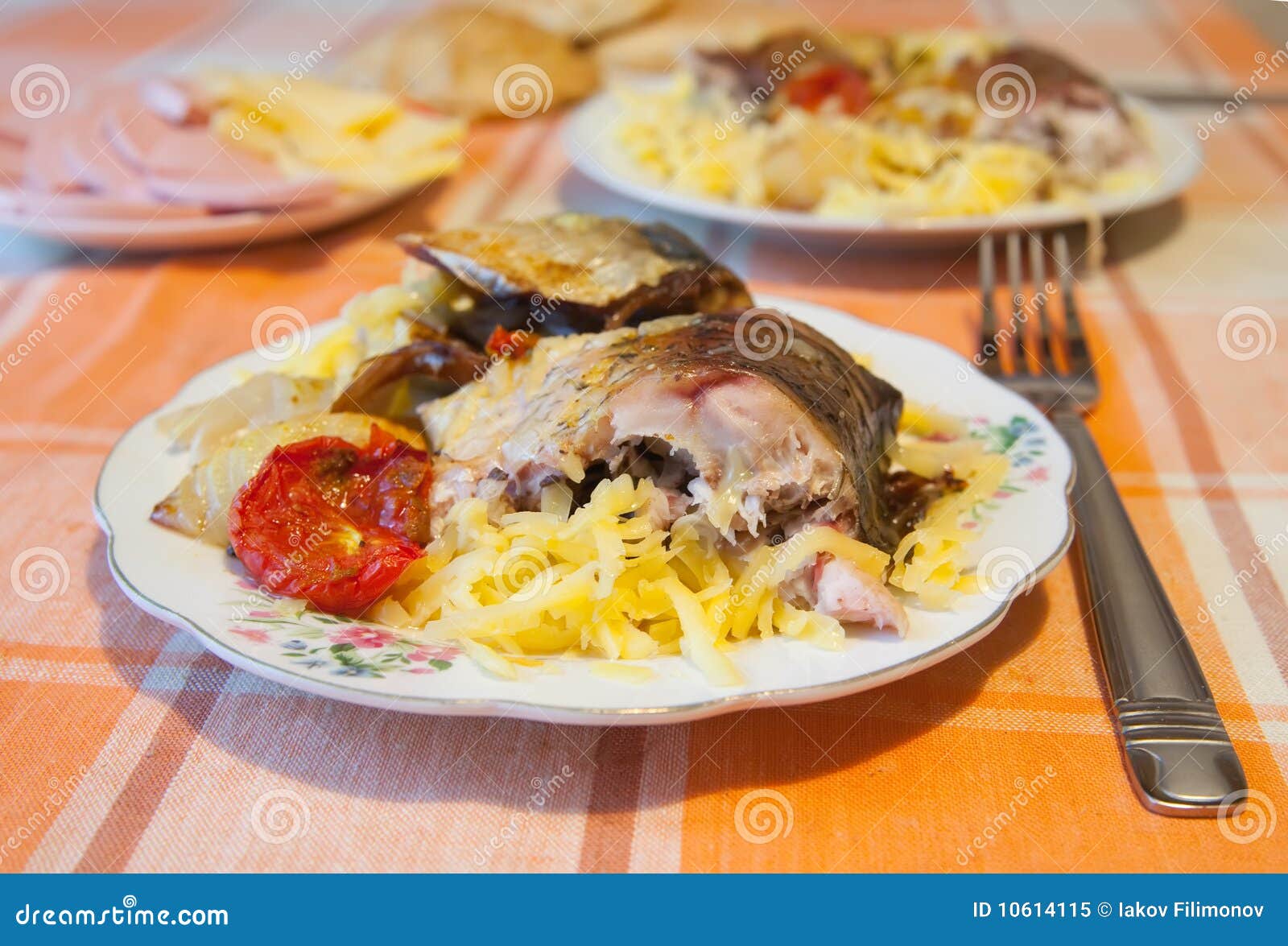 Fish supper stock image. Image of fresh, grilled, mullet - 10614115