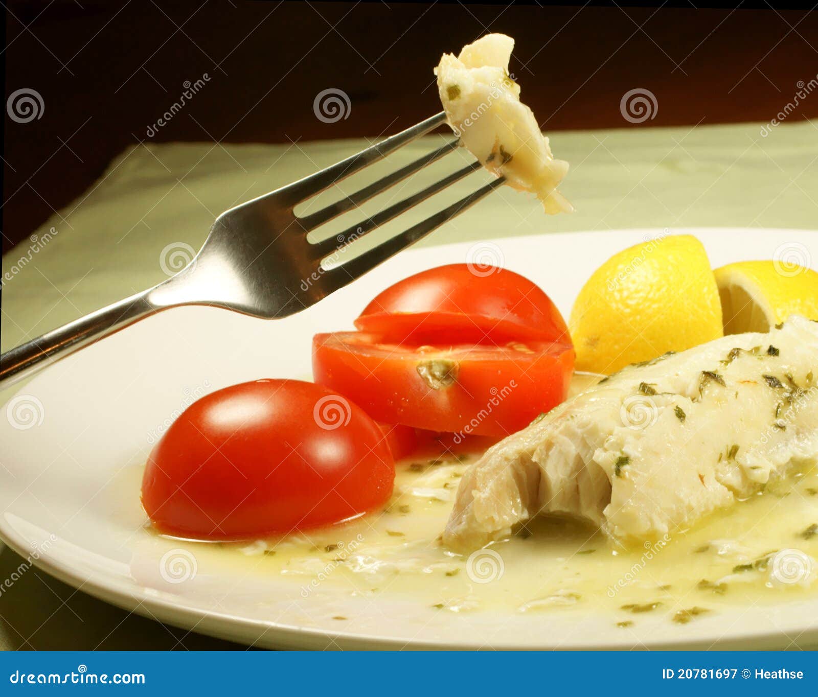 Fish supper stock image. Image of healthy, tomato, slimming - 20781697