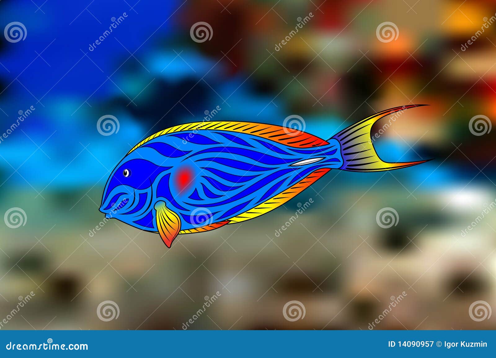Fish surgeon stock vector. Illustration of reef, ichthyology - 14090957