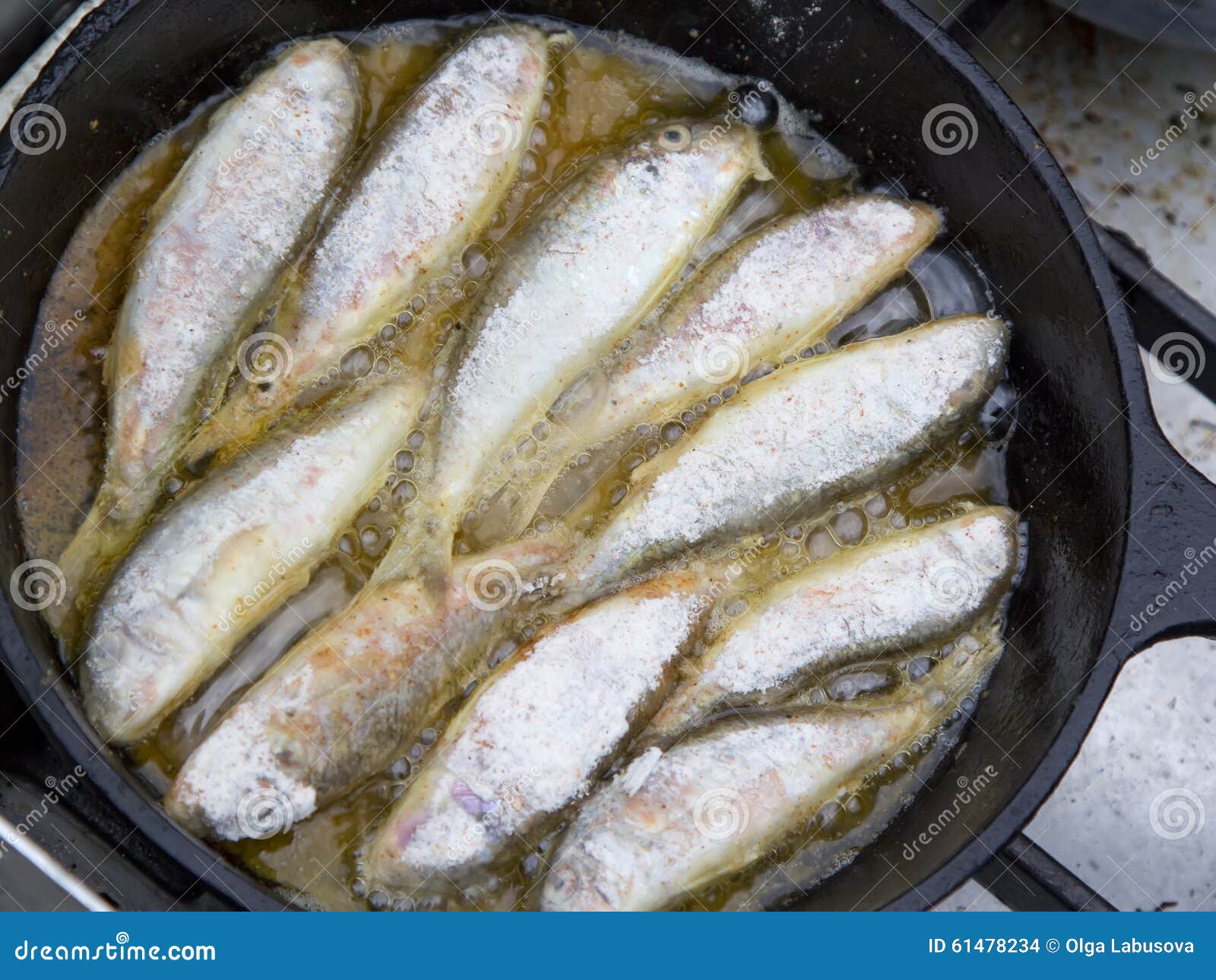 Fish Surmullet in the Cooking Process Stock Photo - Image of close ...