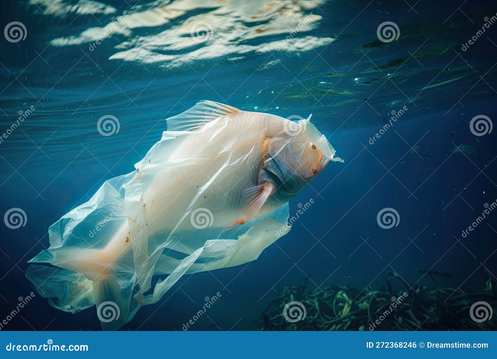 Fish Trapped in Plastic Trash. Plastic Pollution in Ocean Environmental ...