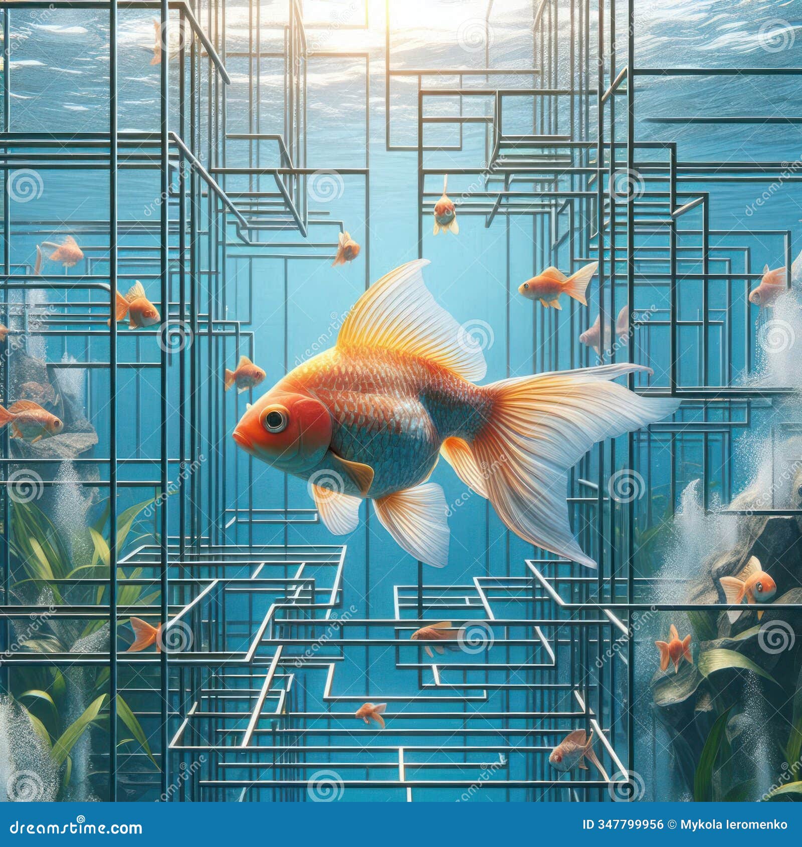 Fish Swim in an Underwater Structure. Stock Photo - Image of wildlife ...