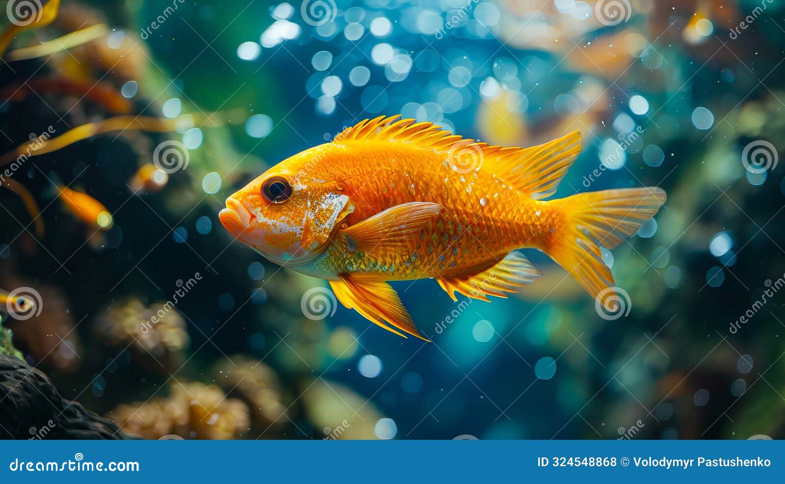 A Fish Swimming in an Aquarium with Water Stock Photo - Image of ...