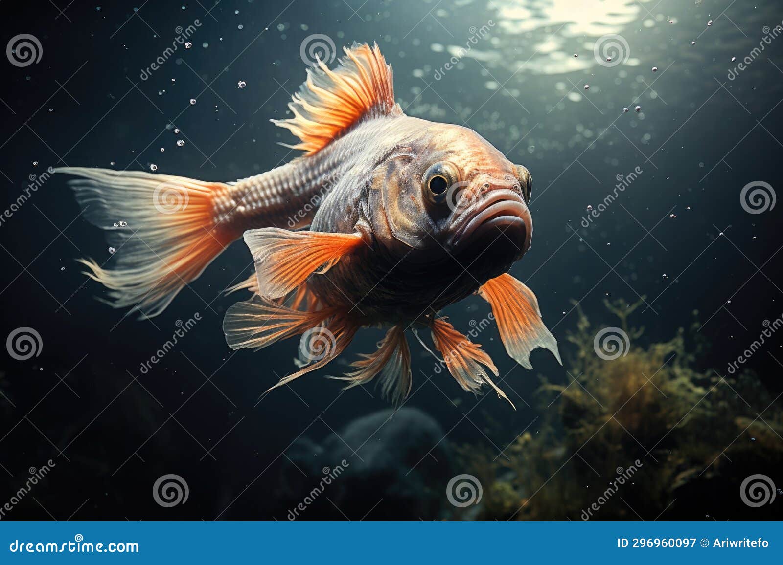 A Fish Swimming in the Deep Water Stock Image - Image of swim ...