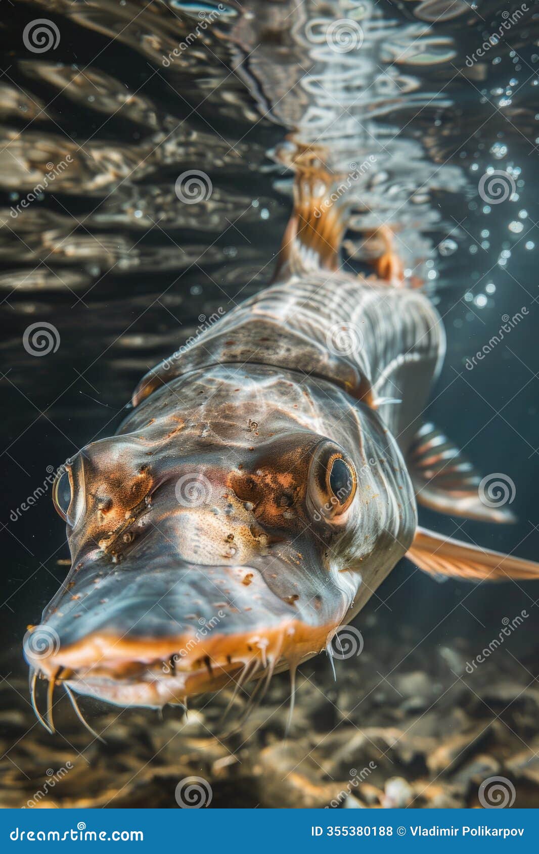 A Fish Swimming Freely in the Water, with Ripples and Sunlight ...