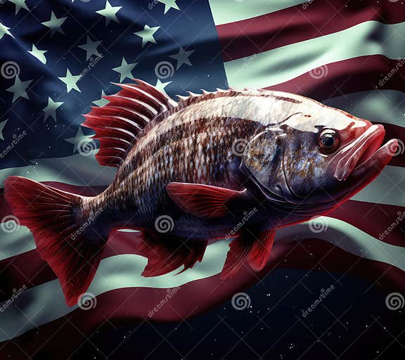 A Fish is Swimming in Front of an American Flag, Created by Generative ...