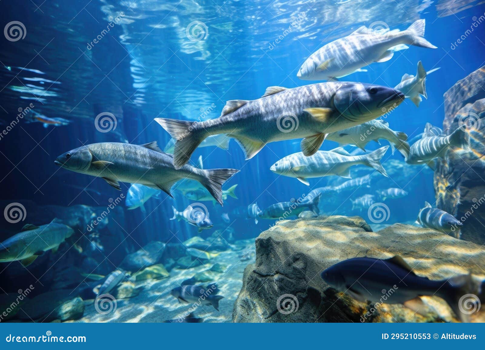 Fish Swimming Together in a Large Fish Tank Stock Image - Image of ...