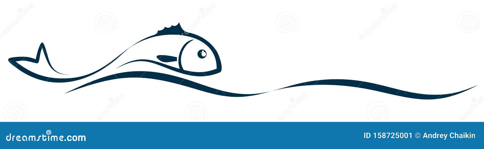The fish symbol with wave. stock vector. Illustration of symbol - 158725001