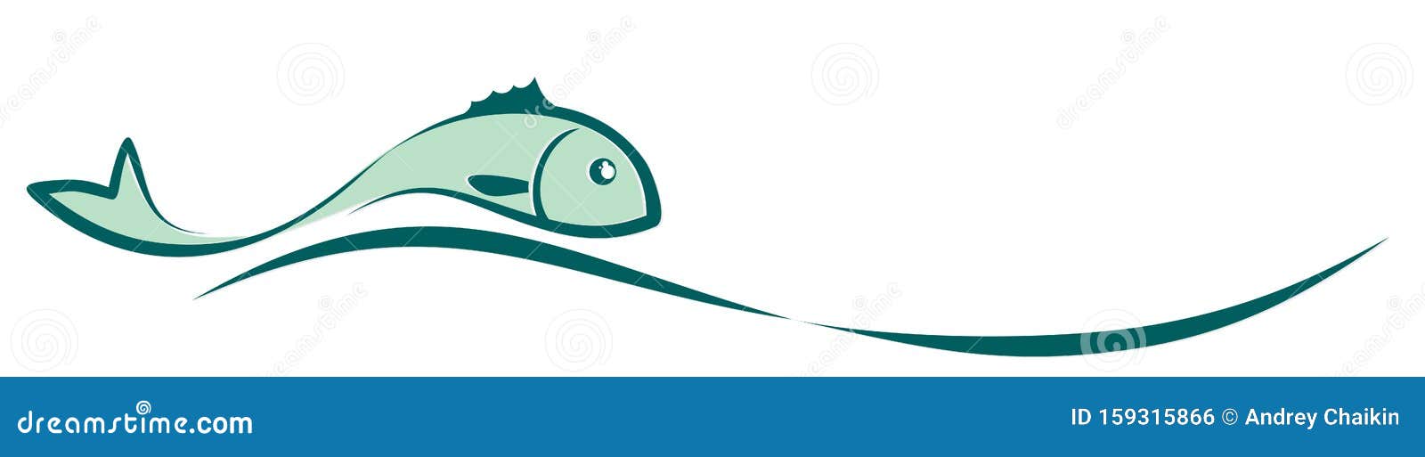 The fish symbol with wave. stock vector. Illustration of blue - 159315866
