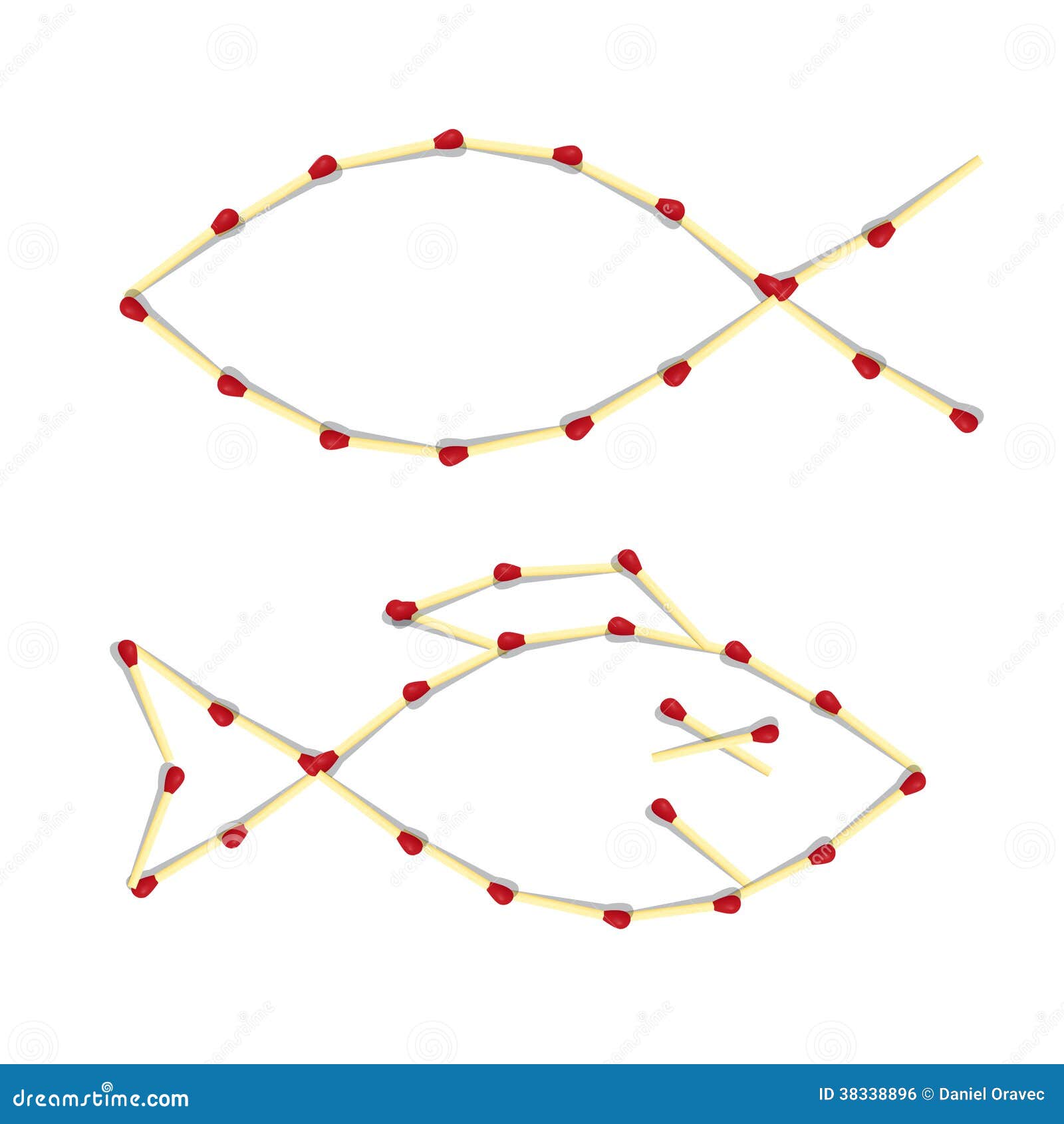 Fish Symbols Made from Matches Stock Vector - Illustration of white ...