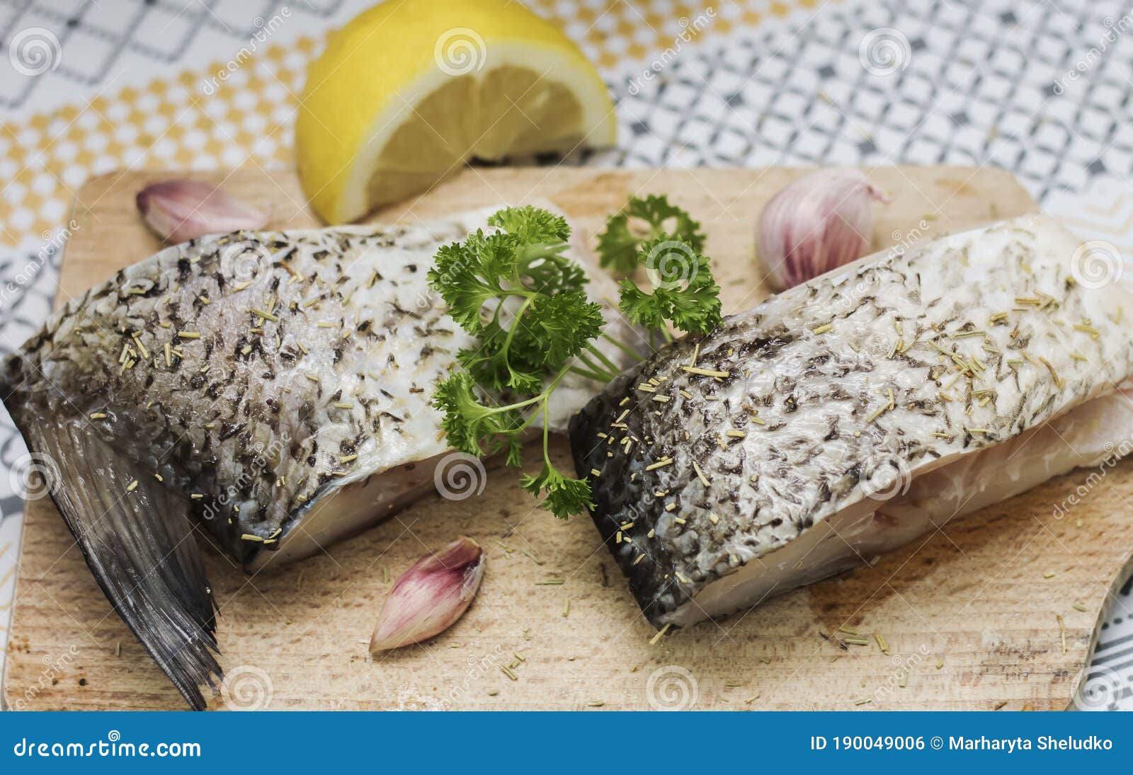 Fish on the table stock photo. Image of next, lying - 190049006