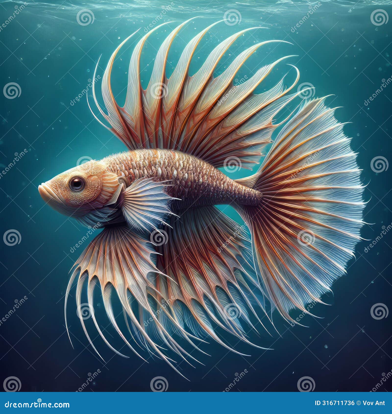 A Fish with a Tail Shaped Like a Fan, Photorealistic V Stock ...