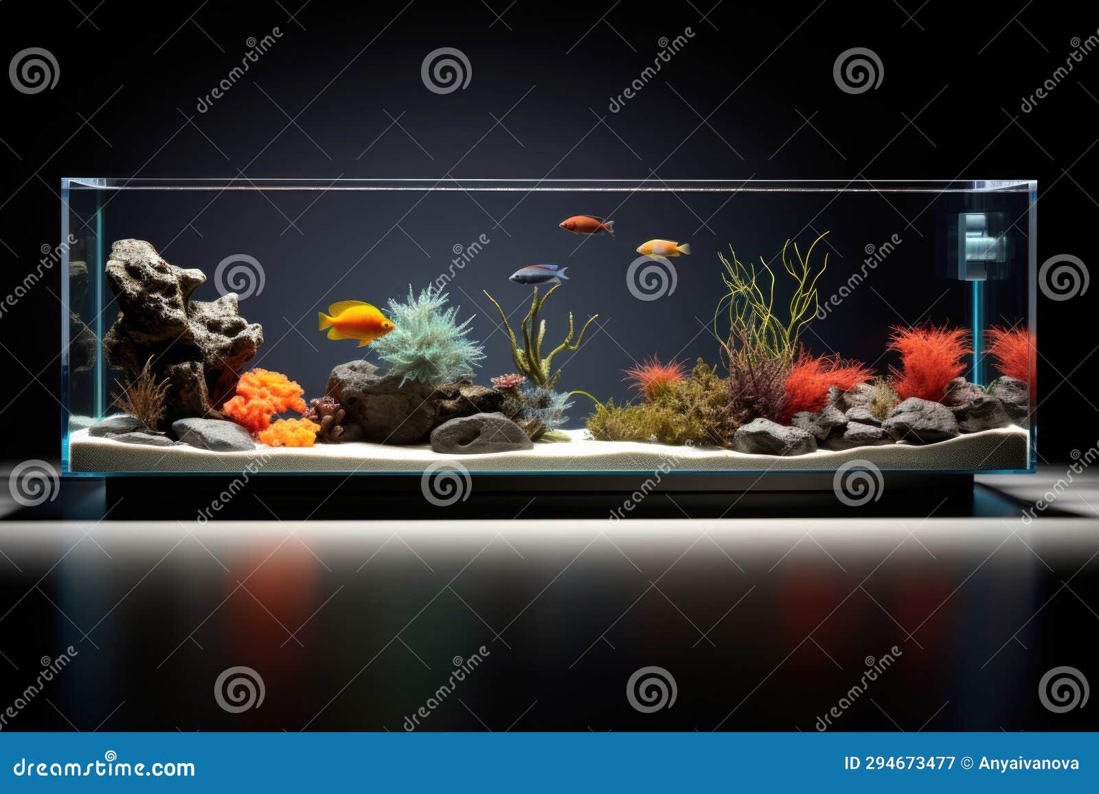A Fish Tank Filled with Different Types of Fish Stock Illustration ...