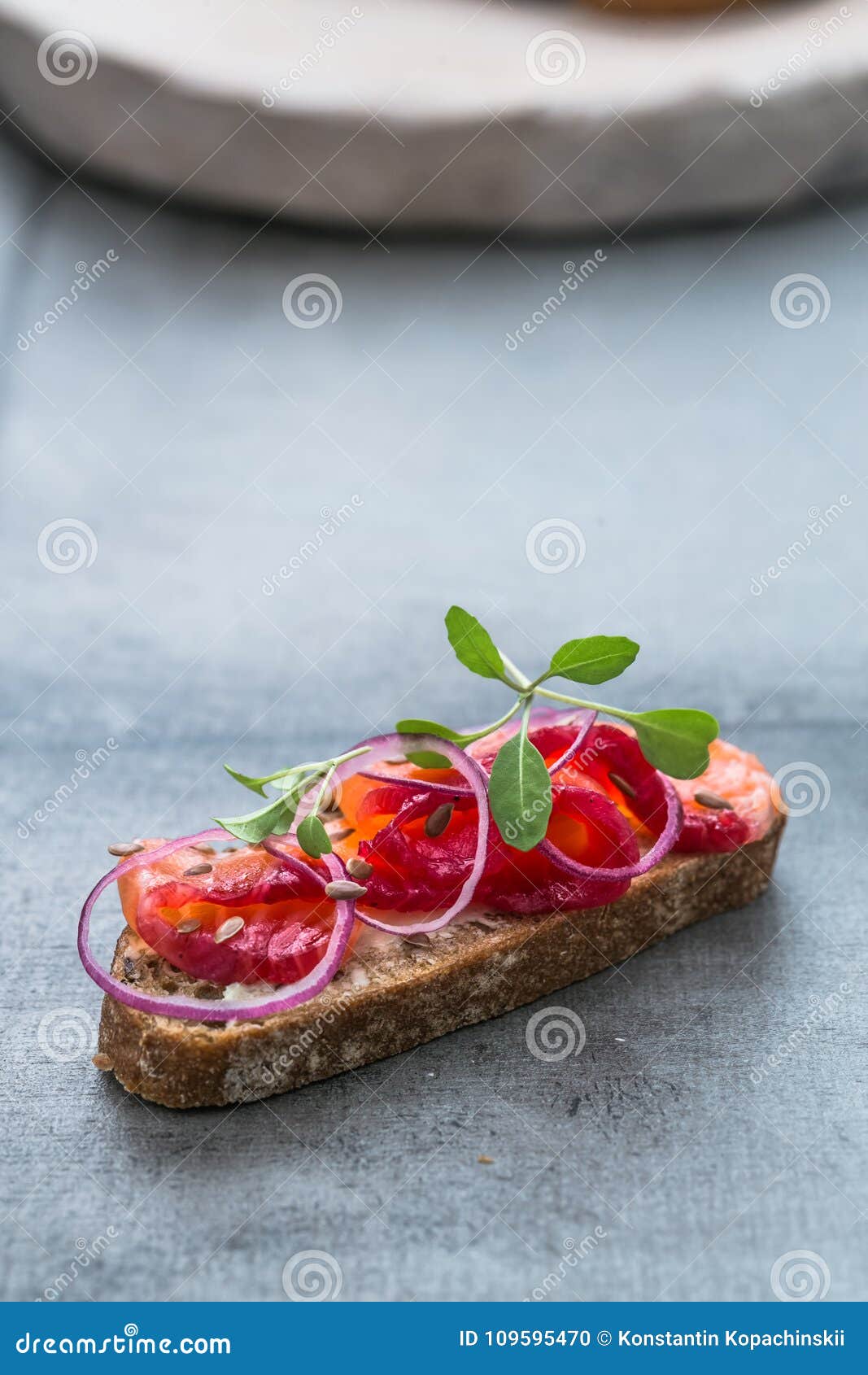 Fish Tapas on Crusty Bread, Bread and Cured Salmon Stock Photo - Image ...
