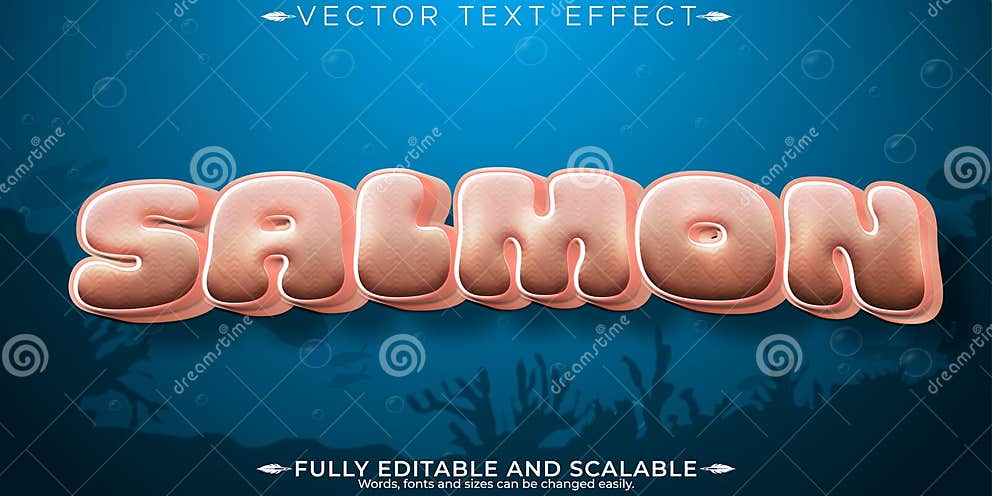 Fish Text Effect, Editable Ocean and Sea Text Style Stock Vector ...