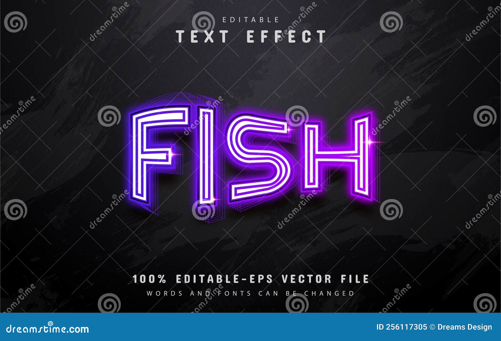 Fish Text, Purple Neon Style Text Effect Stock Vector - Illustration of ...