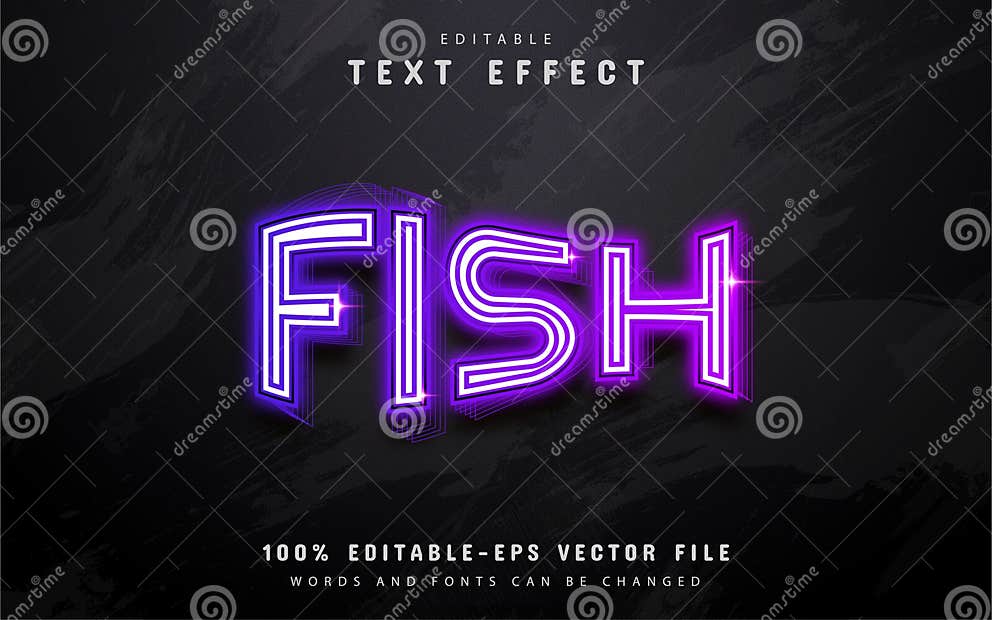 Fish Text, Purple Neon Style Text Effect Stock Vector - Illustration of ...