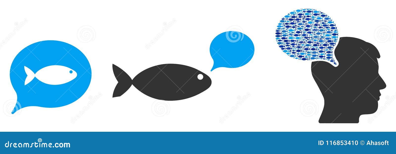 Fish Thinking Balloon Vector Collage Illustration Stock Vector ...
