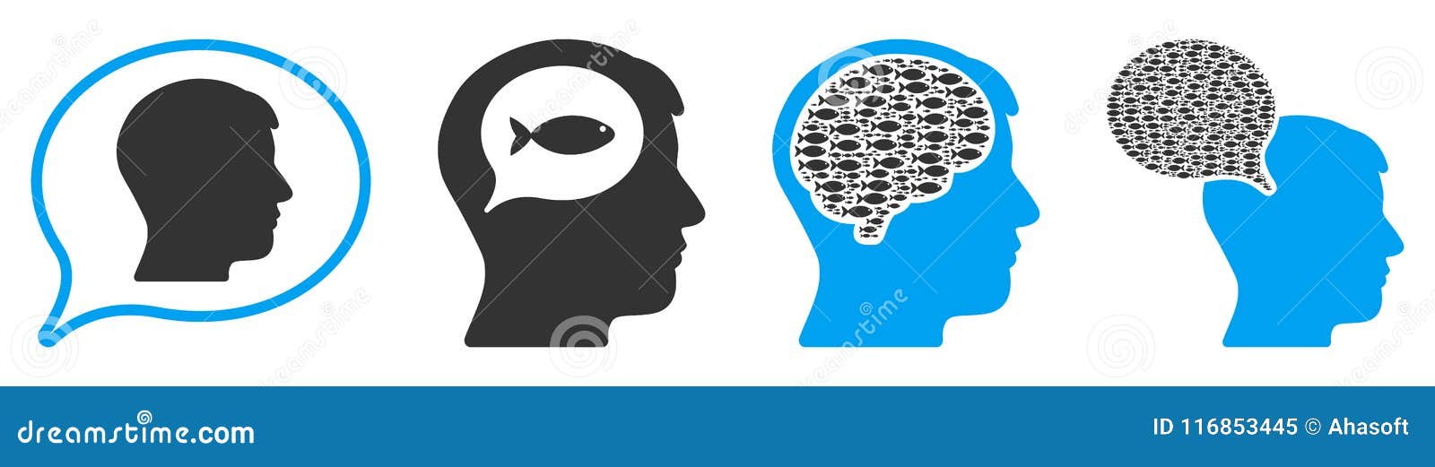 Fish Thinking Head Vector Collage Illustration Stock Vector ...
