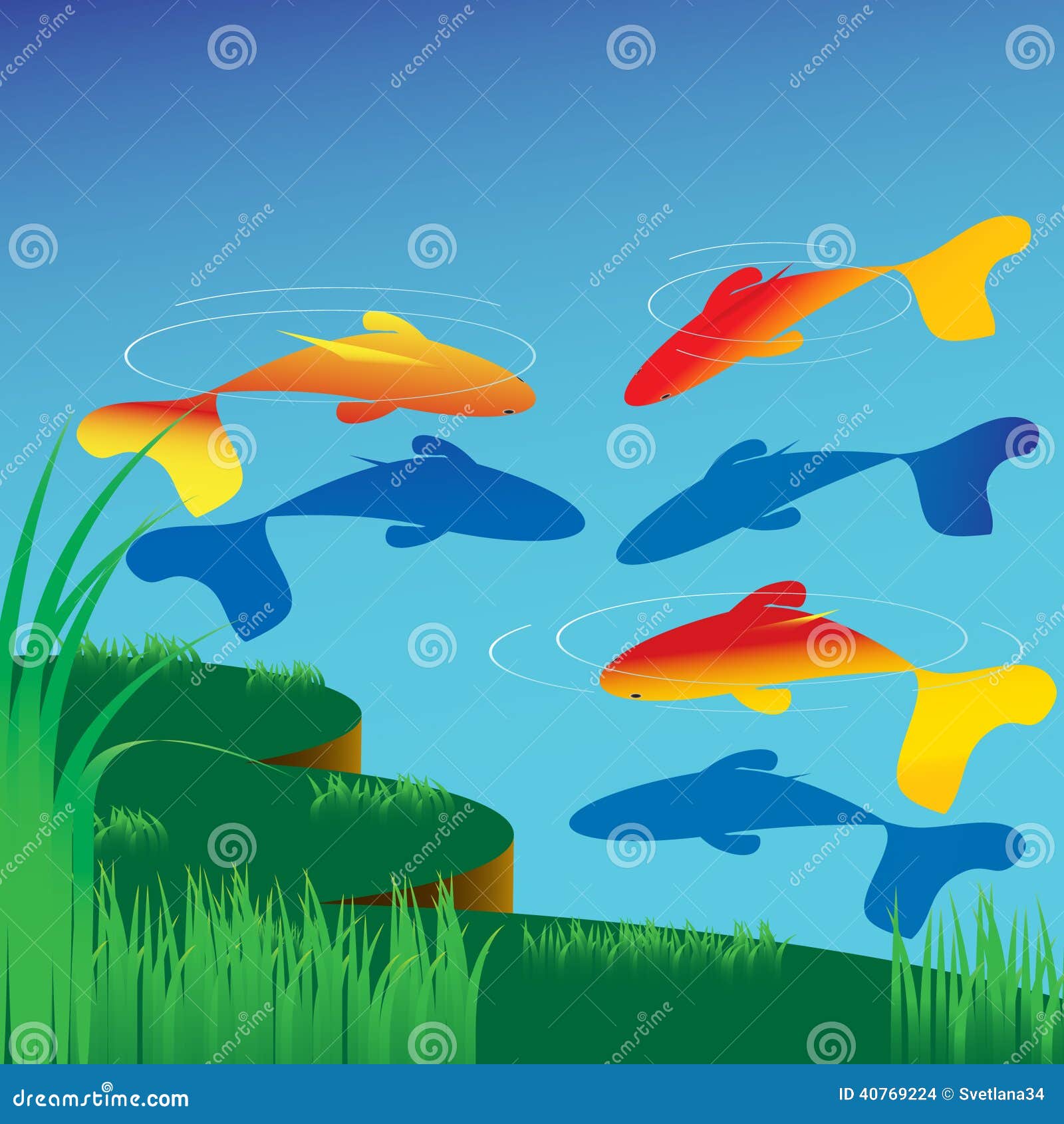 Fish. stock vector. Illustration of garden, design, card - 40769224