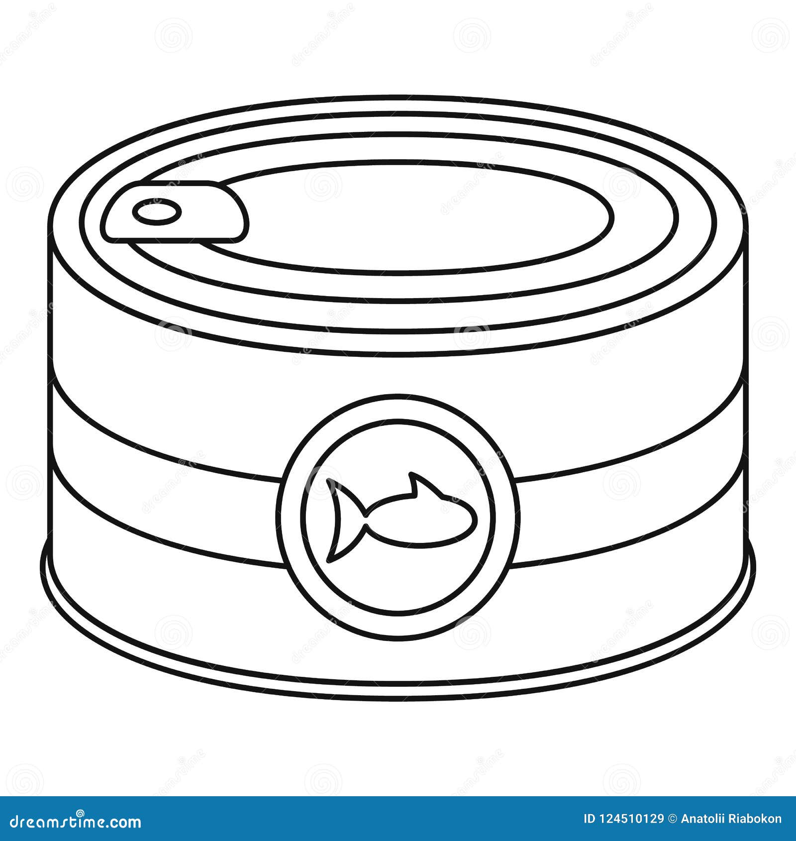 Fish Tin Can Icon, Outline Style Stock Illustration - Illustration of ...