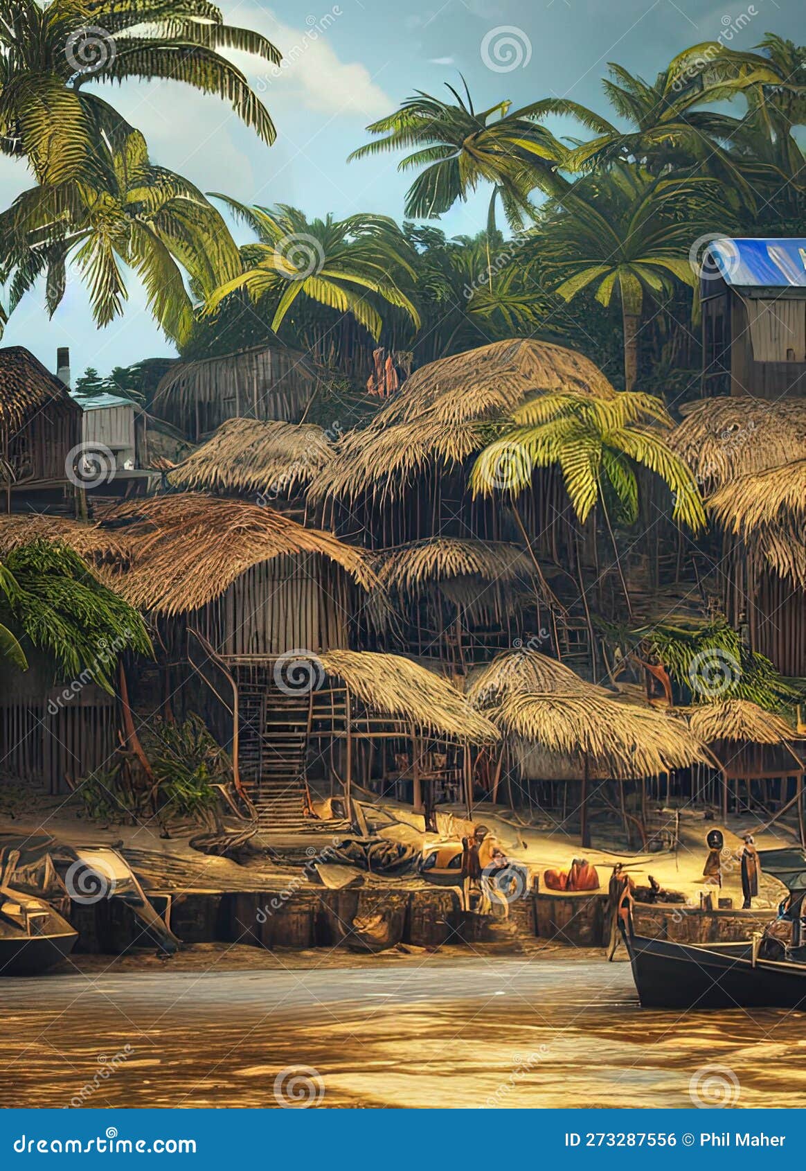 Fish Town, River Gee, Liberia. Generative AI. Stock Photo - Image of ...