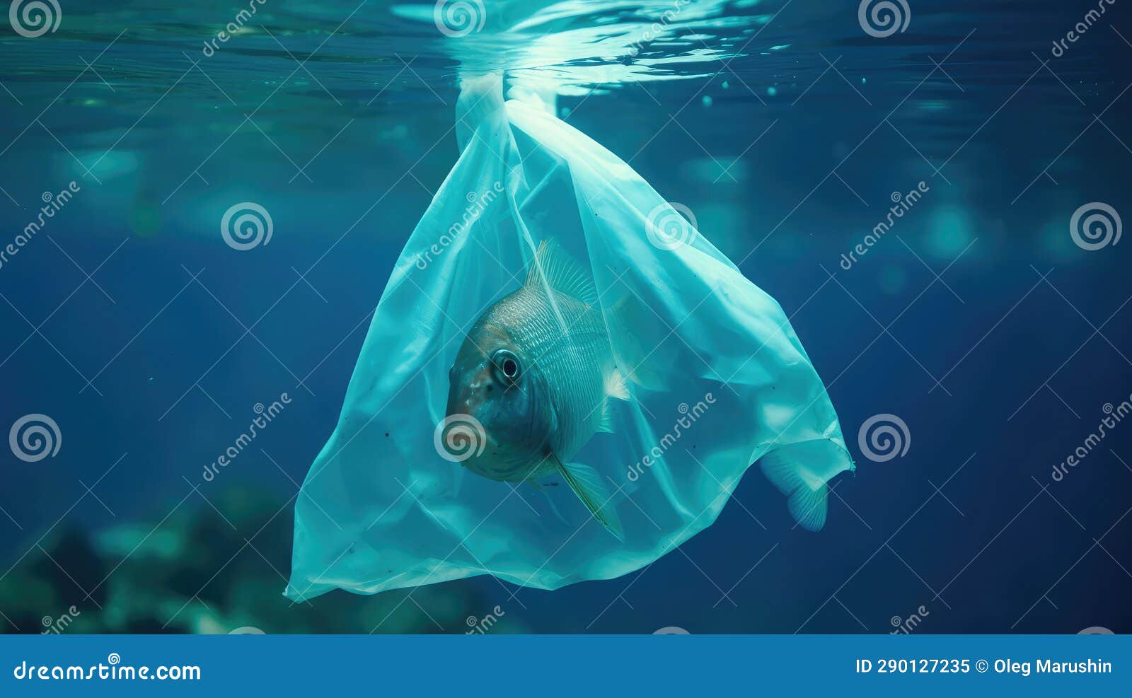 Fish in a Transparent Plastic Bag Under Water. Environmental Pollution ...