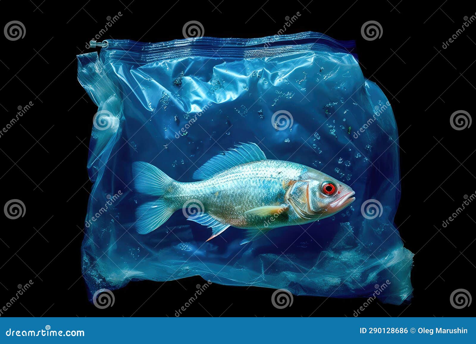 Fish in a Transparent Plastic Bag Under Water. Environmental Pollution ...